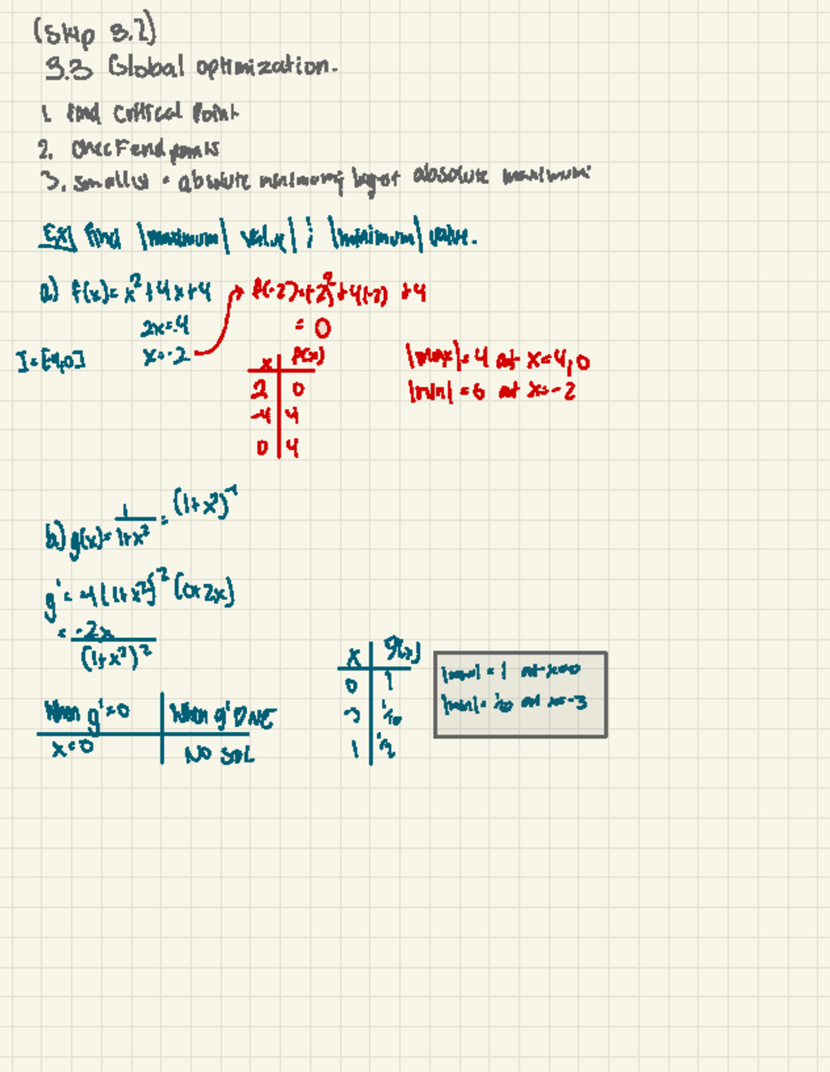 Calculus 1 week 8 notes - Professor Jon - ( skip 3) 3 Global ...