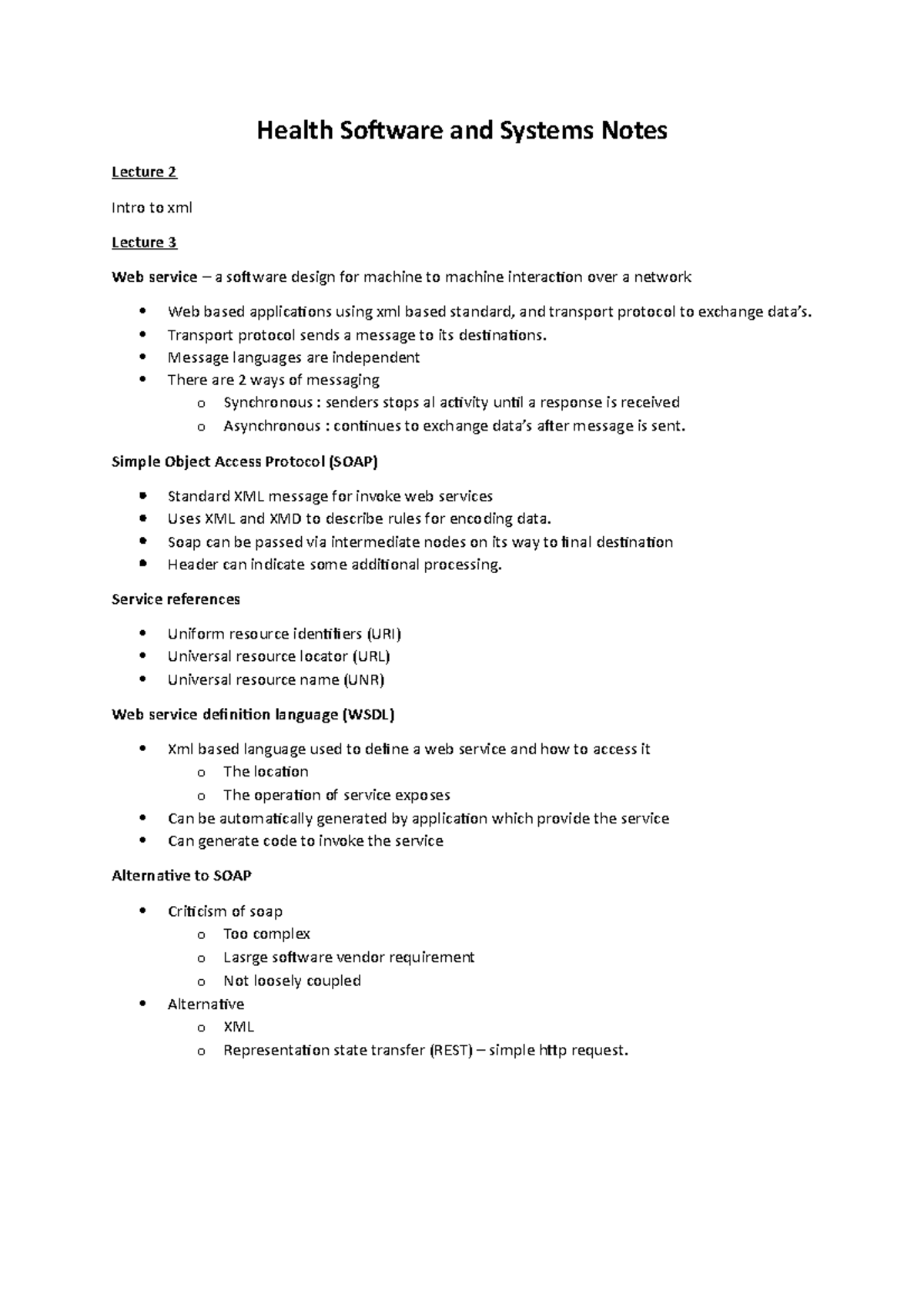 Health Software and Systems Notes - Health Software and Systems Notes ...