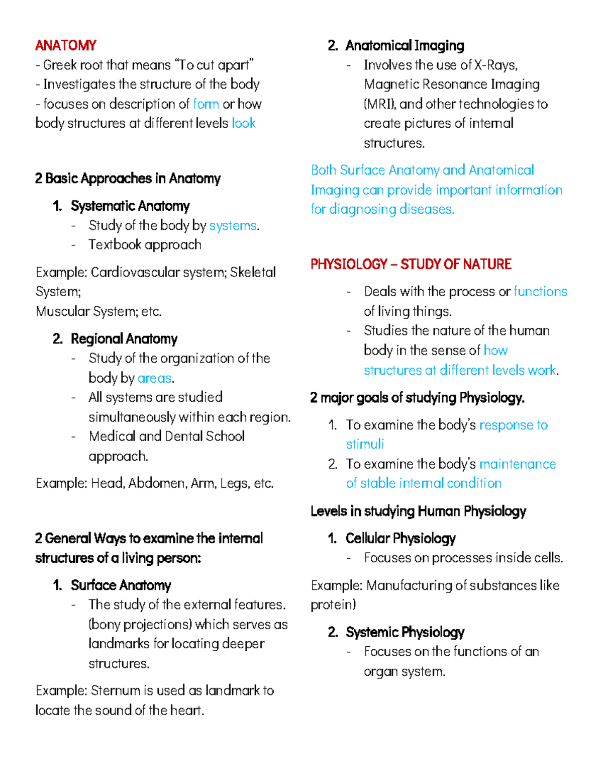 Anaphy Chapter 1 Reviewer - ANATOMY Greek root that means “To cut apart ...