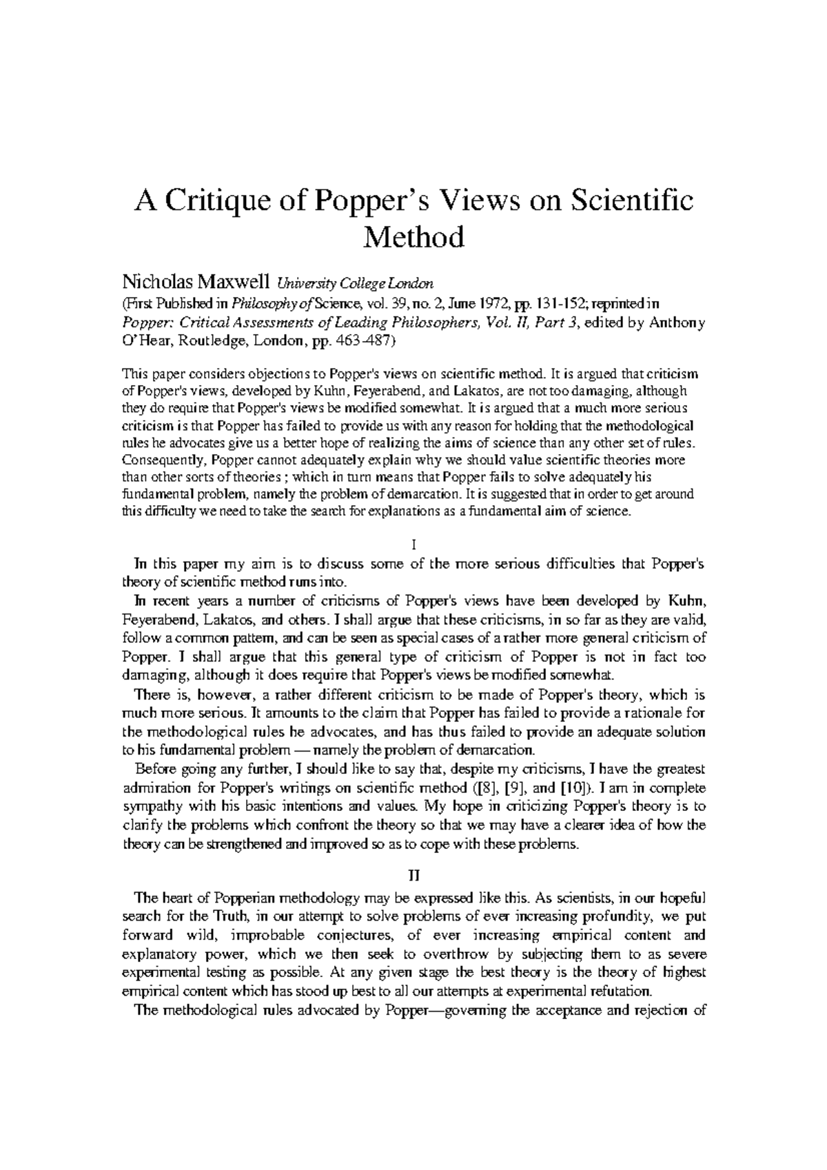 105644 3 Critique of Popper - A Critique of Popper’s Views on ...