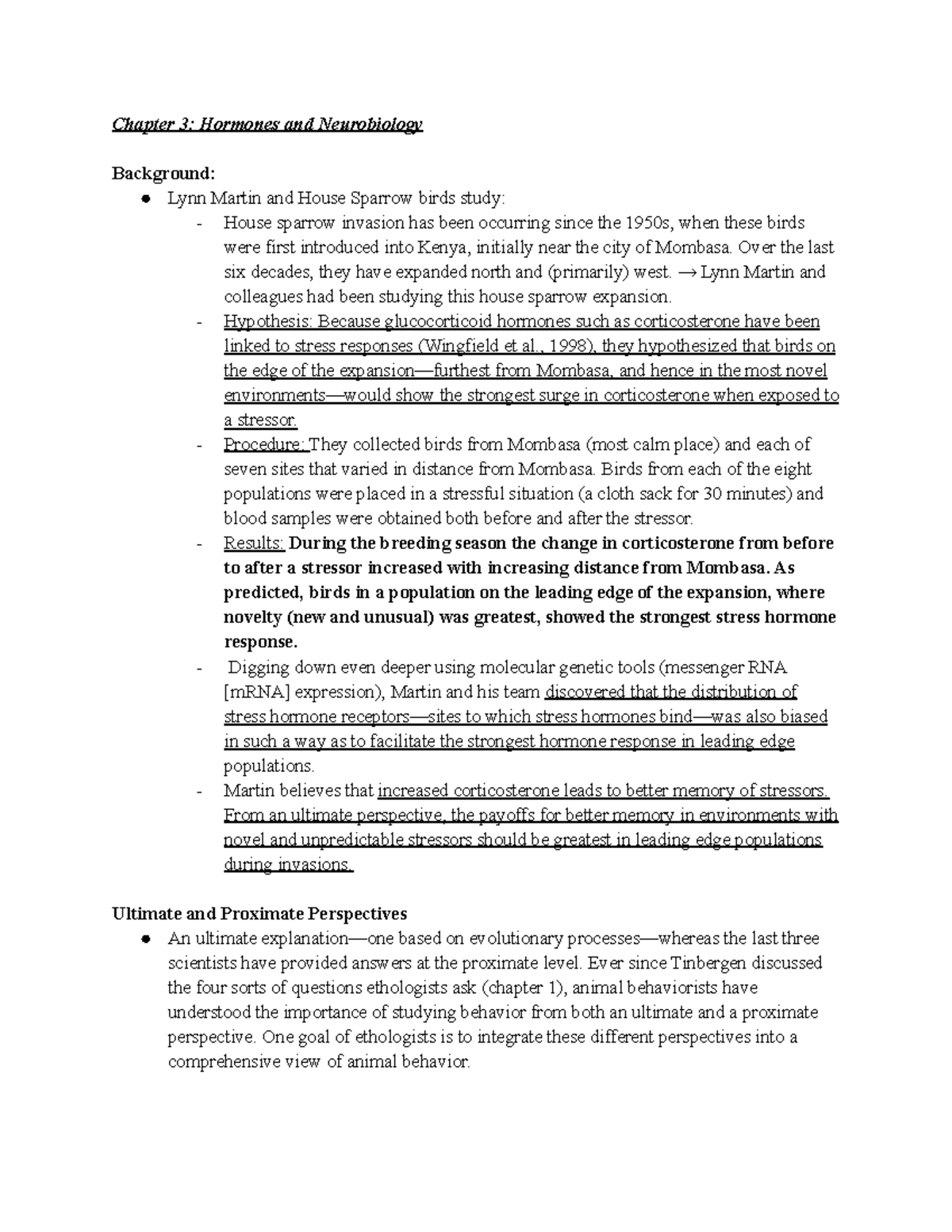 Chapter 3 Hormones and Neurobiology Notes - Chapter 3: Hormones and ...