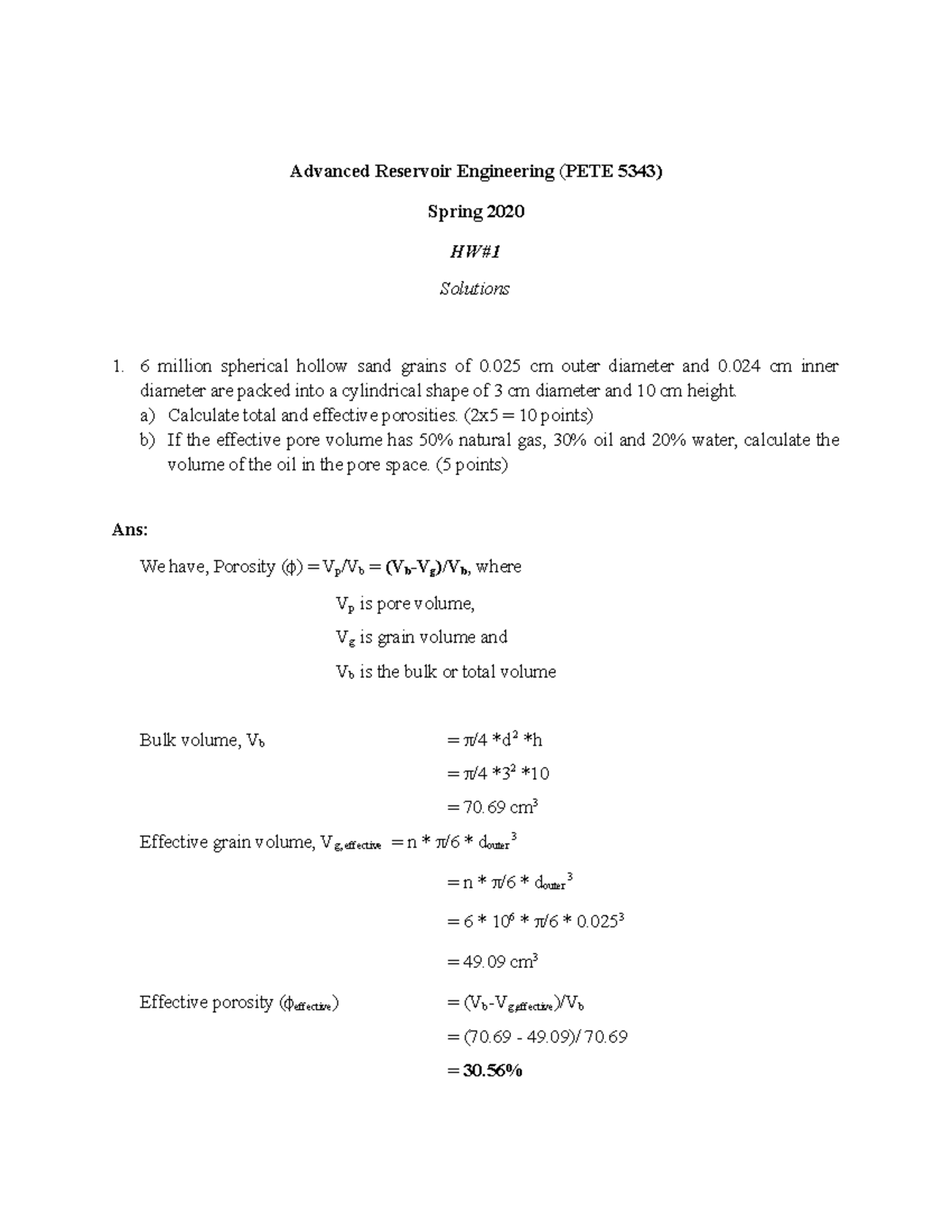 PETE 5343 - Advance Petroleum Engineering first assignment - Advanced ...