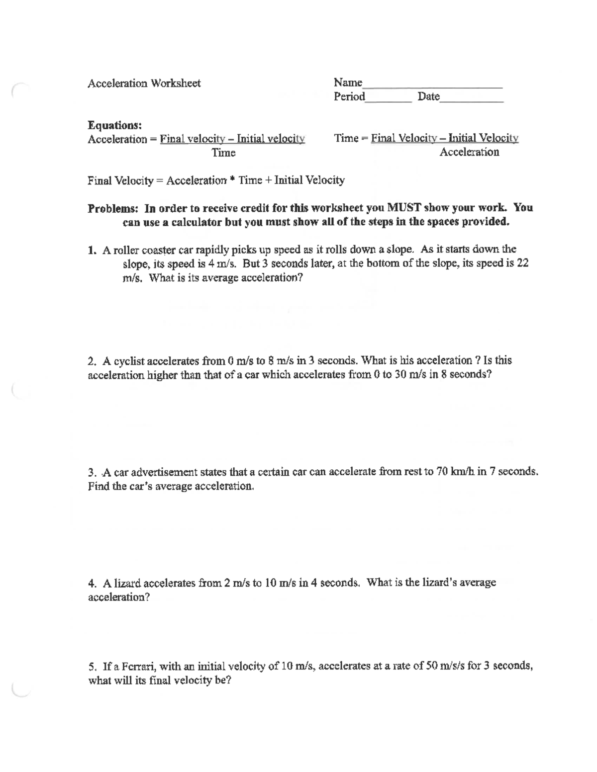 Acceleration WS (14 points) - PHYSICS2112 - Studocu