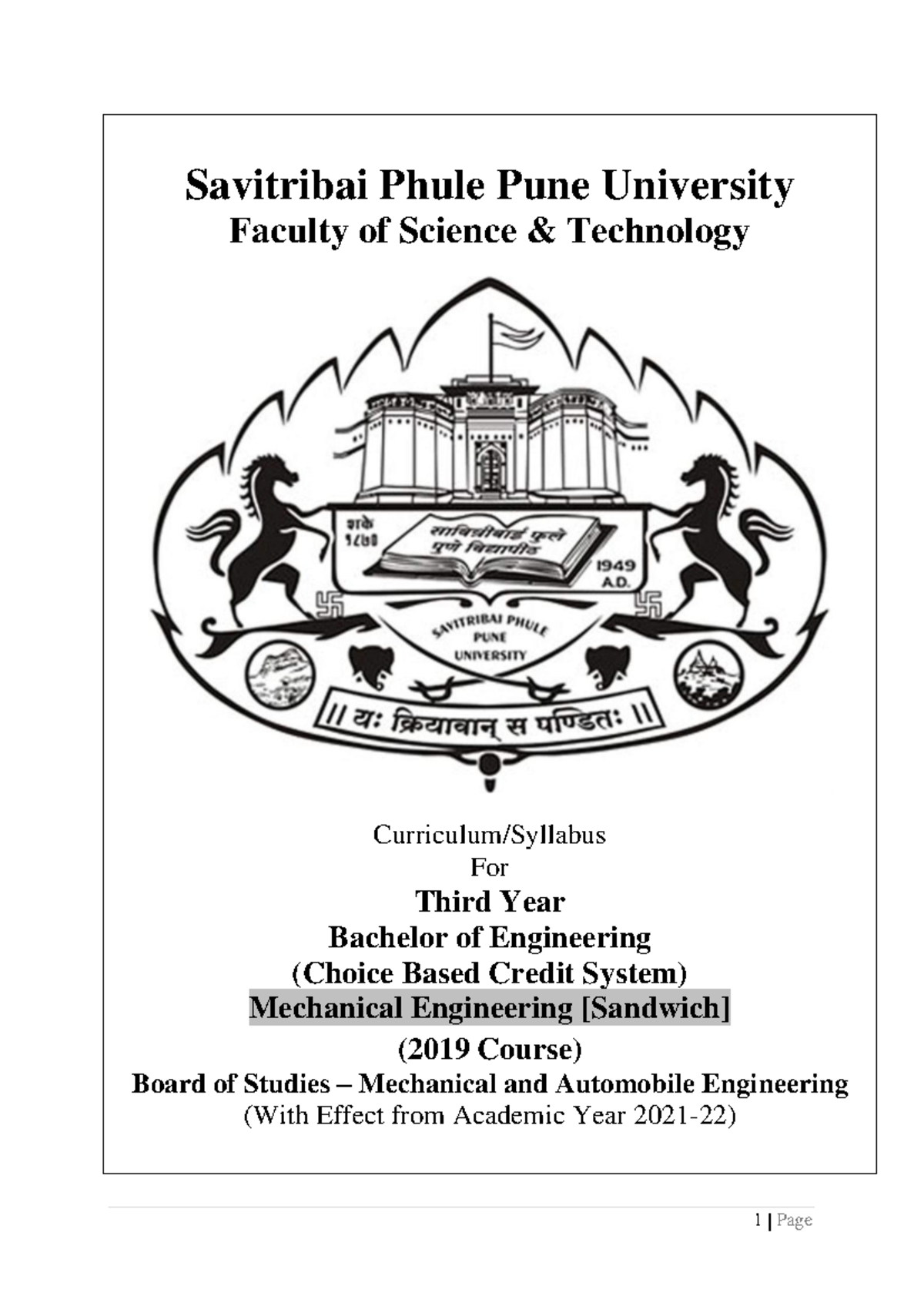 TE Mechanical Sandwich (2019 Course) - Savitribai Phule Pune University ...