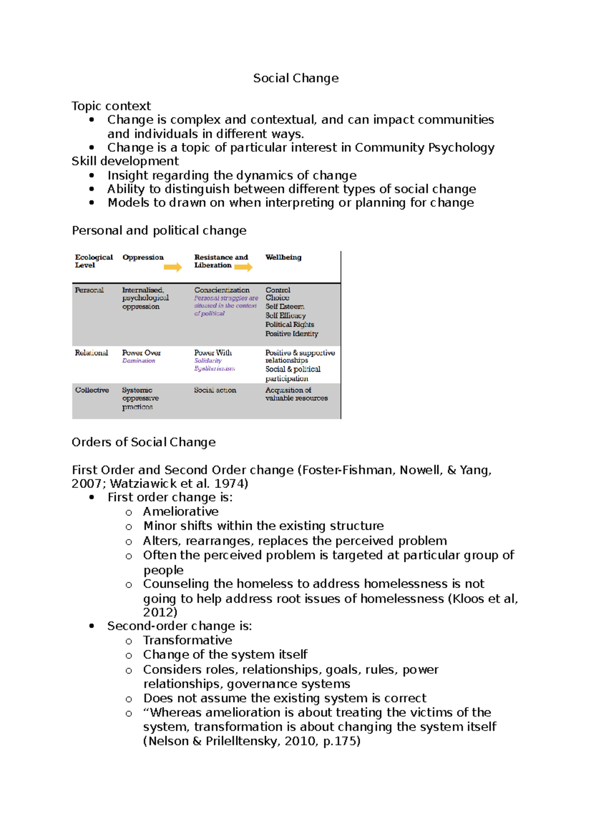 Lecture 4- Social Change - Social Change Topic context Change is complex and contextual, and can ...