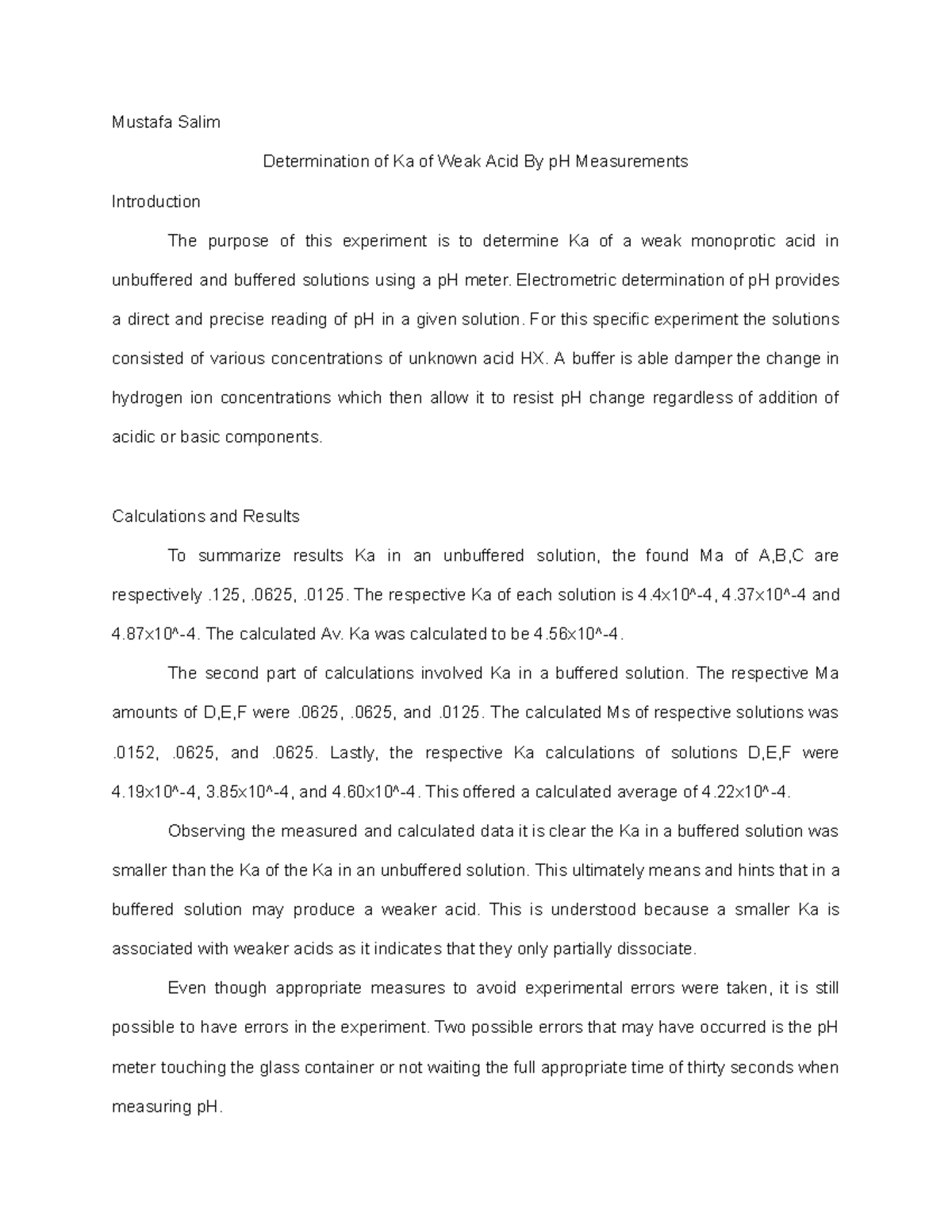 Determination of Ka of Weak Acid - Electrometric determination of pH ...