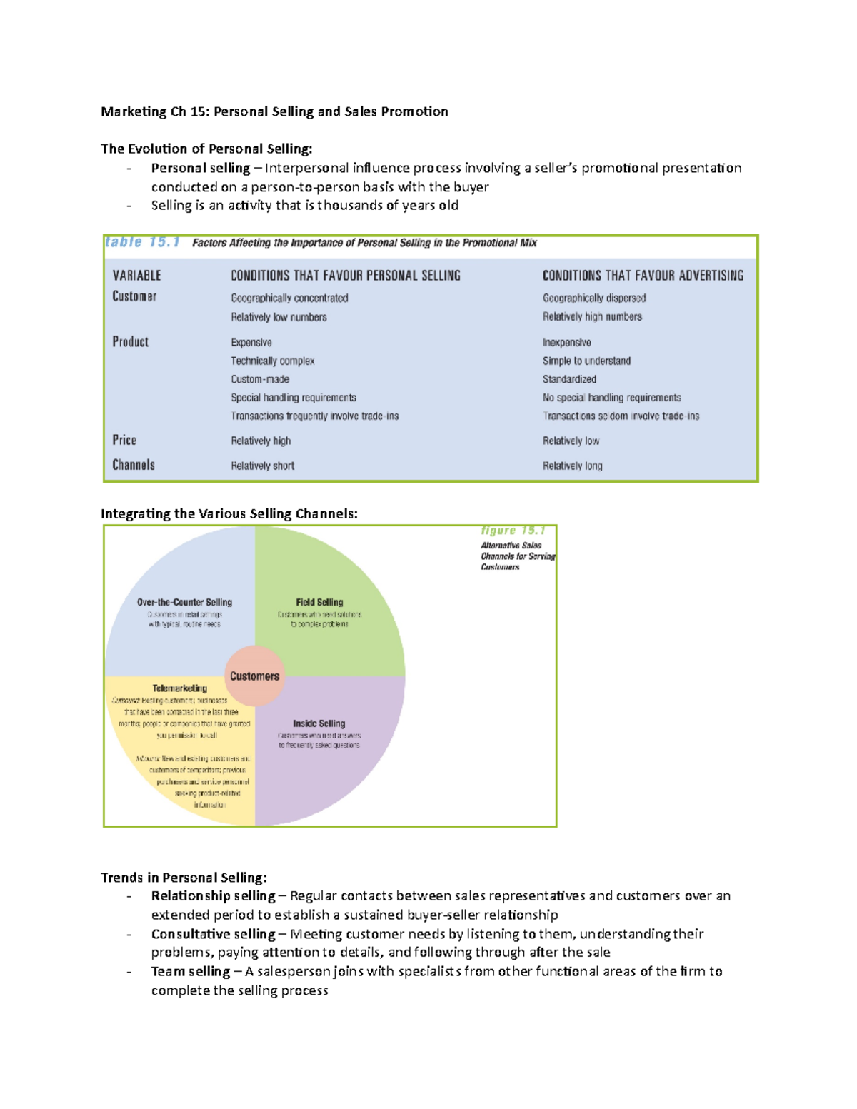 Marketing Ch. 15 - Marketing Ch 15: Personal Selling and Sales ...