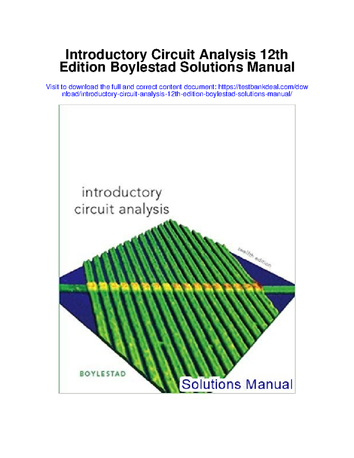 Pdfcoffee - AbCddd - Introductory Circuit Analysis 12th Edition Boylestad Solutions Manual Visit ...