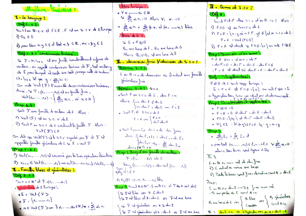 Algébre - S1 -Mathématiques - Studocu