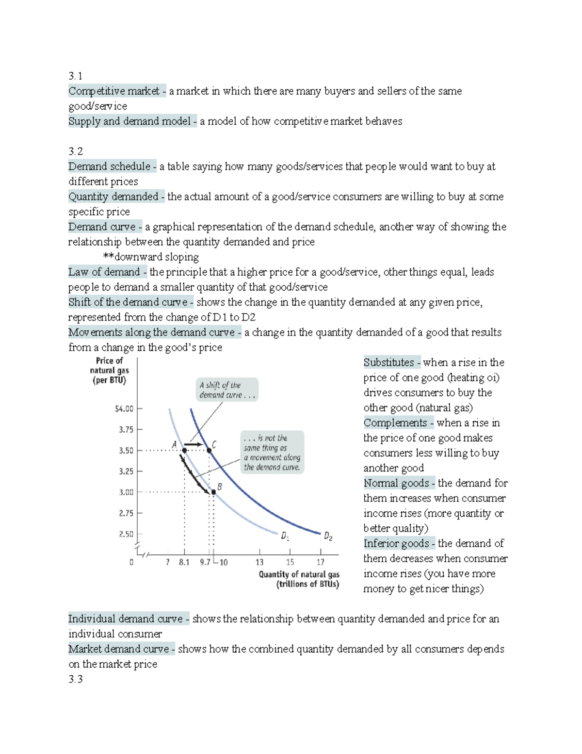 ECON Chapter 3 notes - 3. Competitive market - a market in which there ...