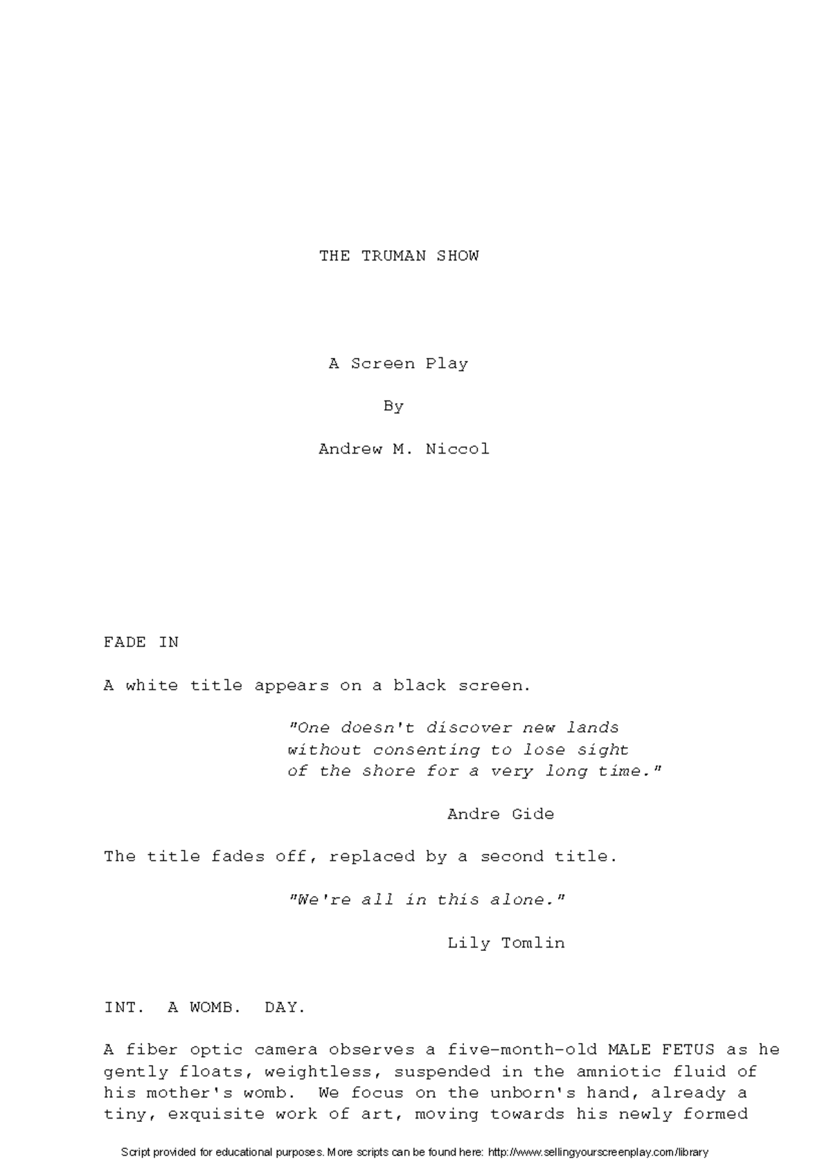 The-Truman-Show - it is about a movie script like how to write a script ...