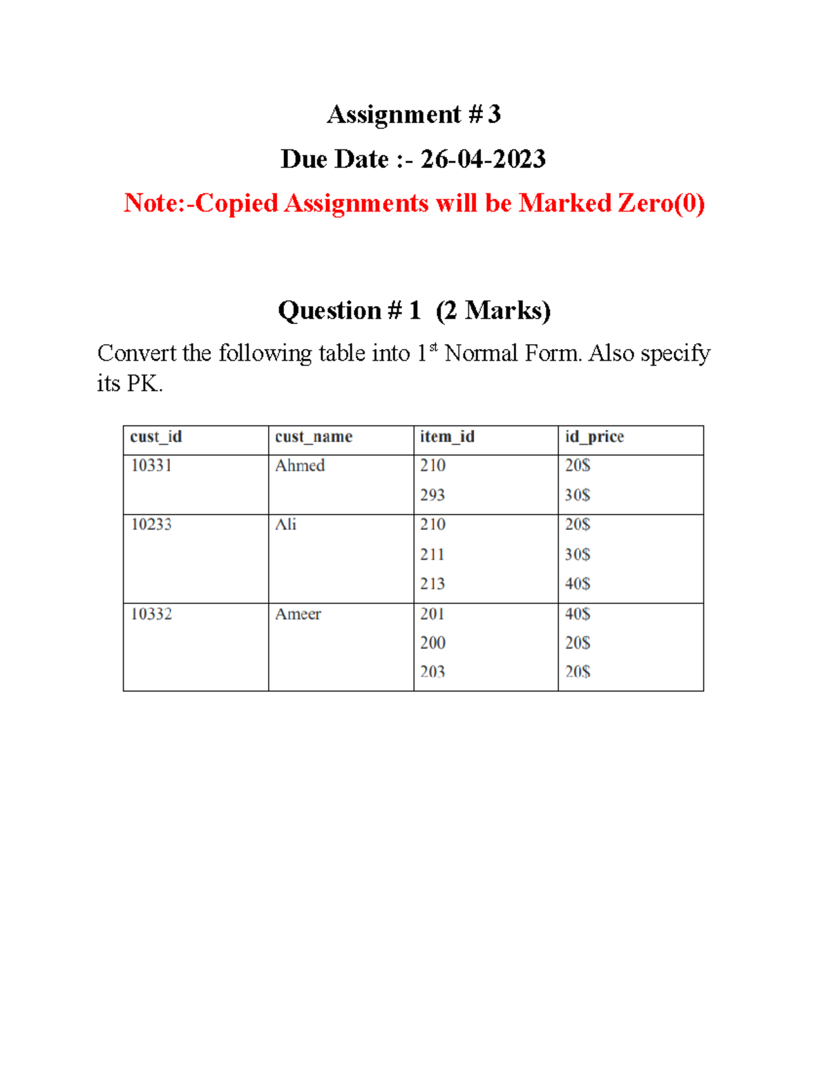 3rd Assingment Ds Tjis Is A Assignment Of Databse Data Structure Assignment 3 Due Date