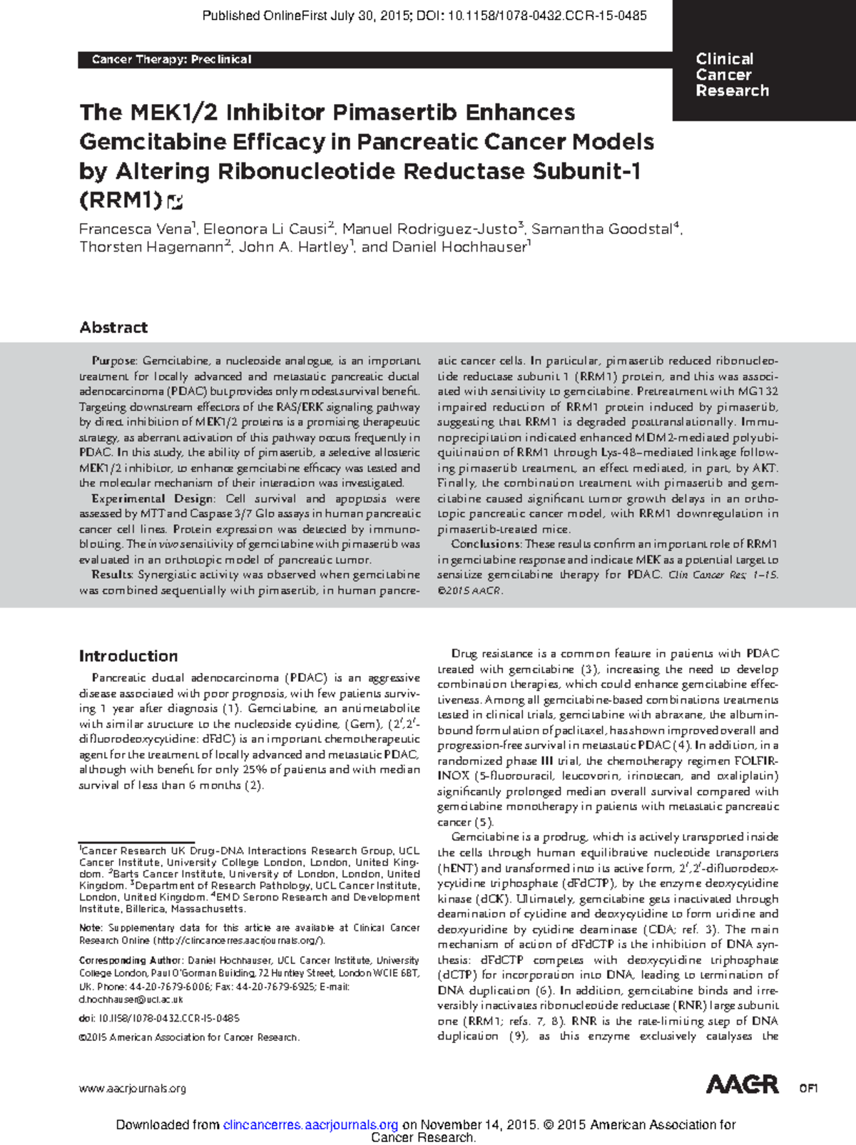 1078-0432 - research paper - Cancer Therapy: Preclinical The MEK1/2 ...