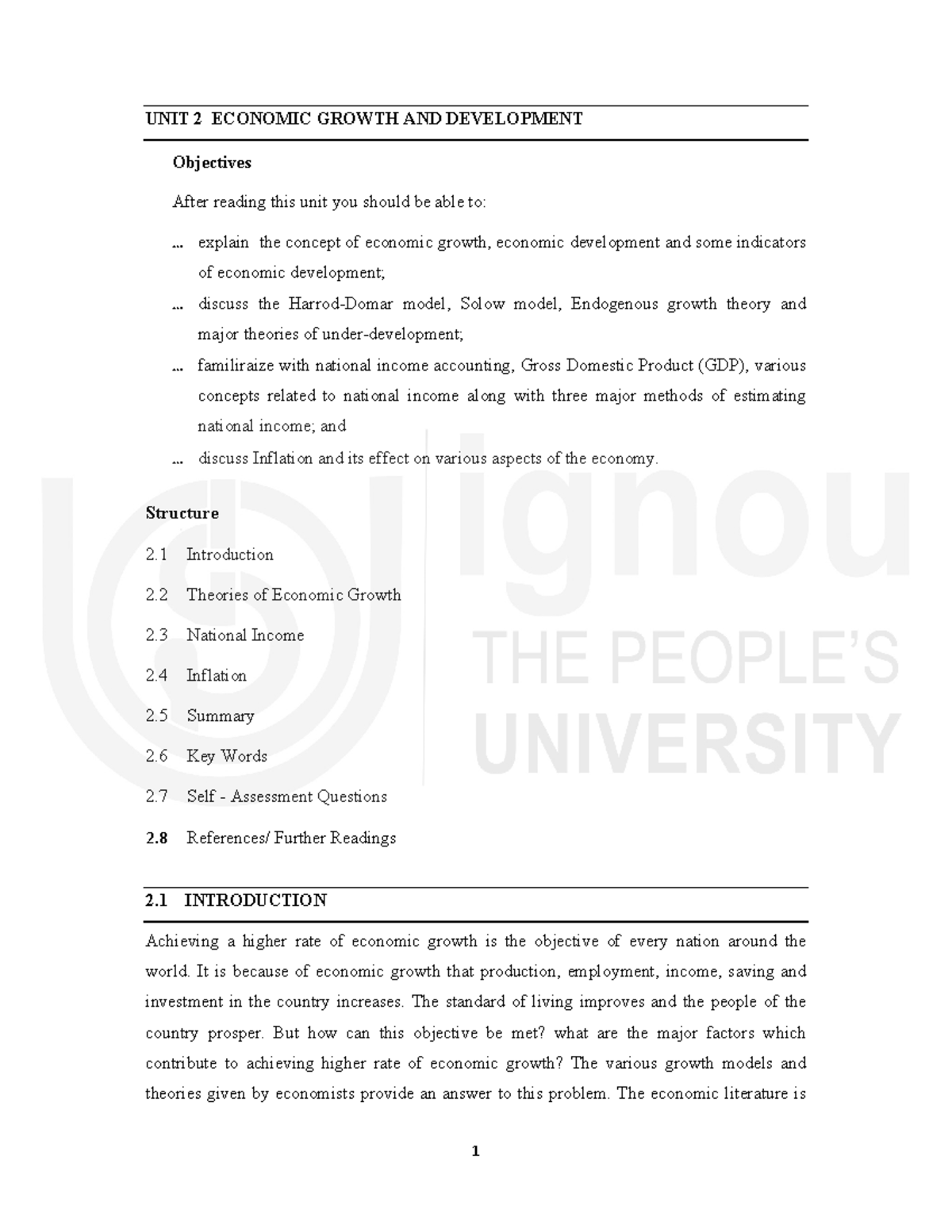 Unit-2 Economic Growth and Development - UNIT 2 ECONOMIC GROWTH AND ...