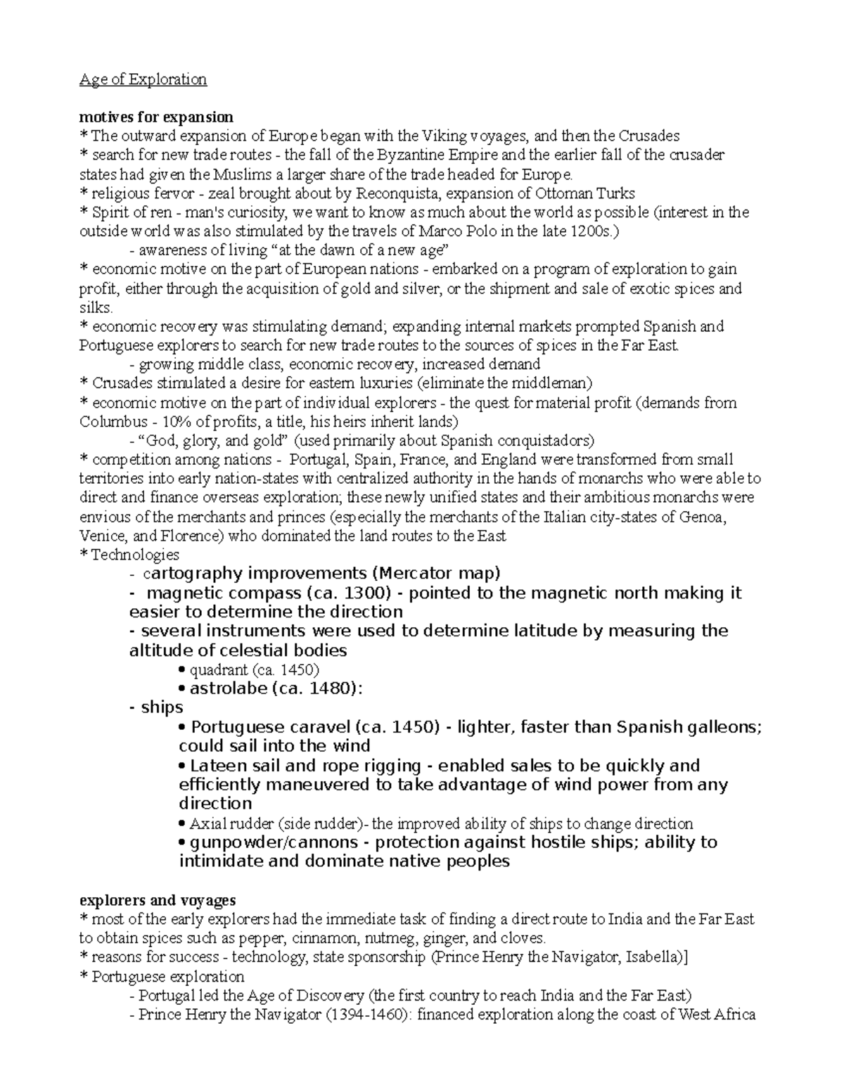 European History Lecture Notes No. 7 for Lectures 1 through 13 - Age of ...