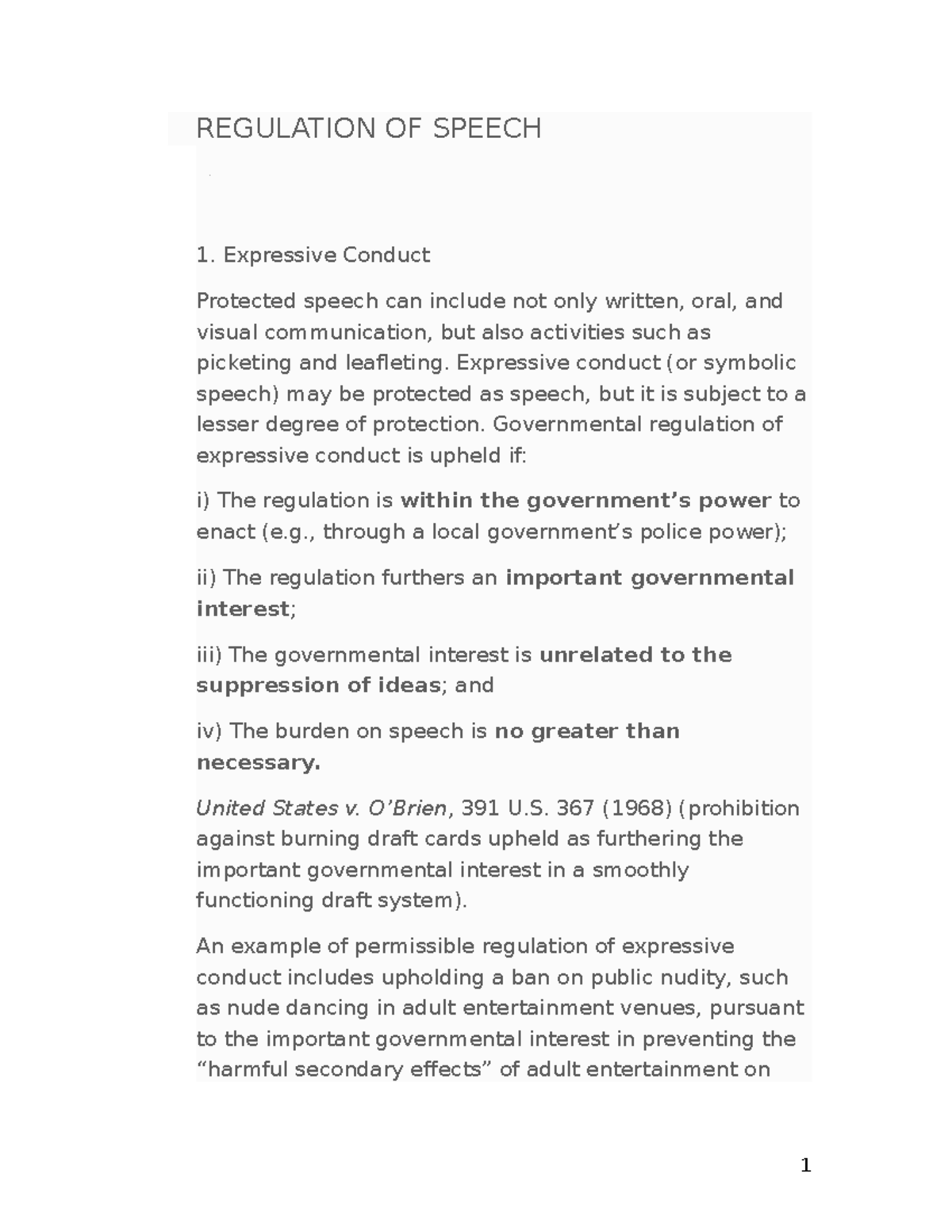 Regulation of Speech Themisbar - REGULATION OF SPEECH Expressive ...