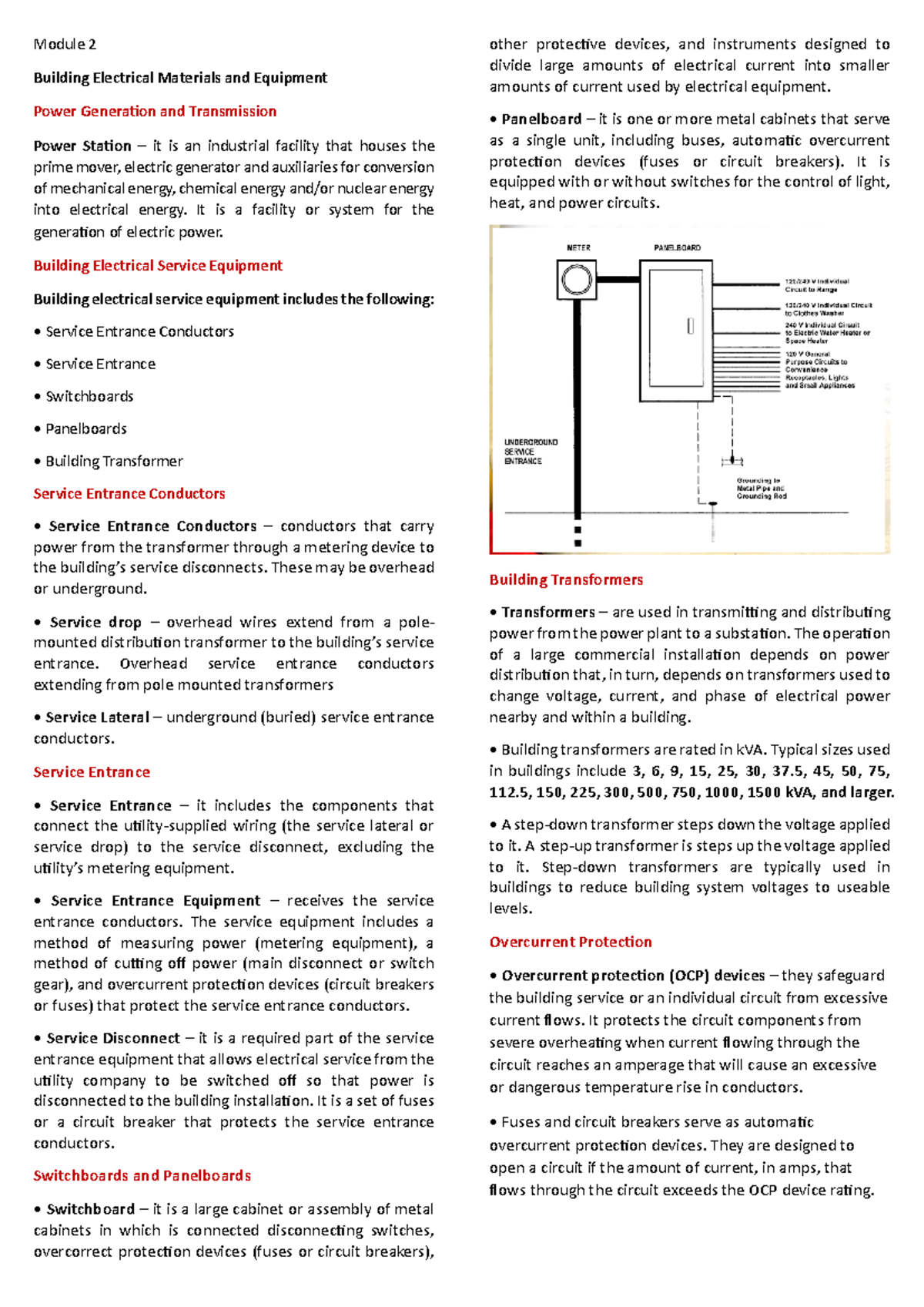 Utilities 1 - Module 2 - Module 2 Building Electrical Materials and ...