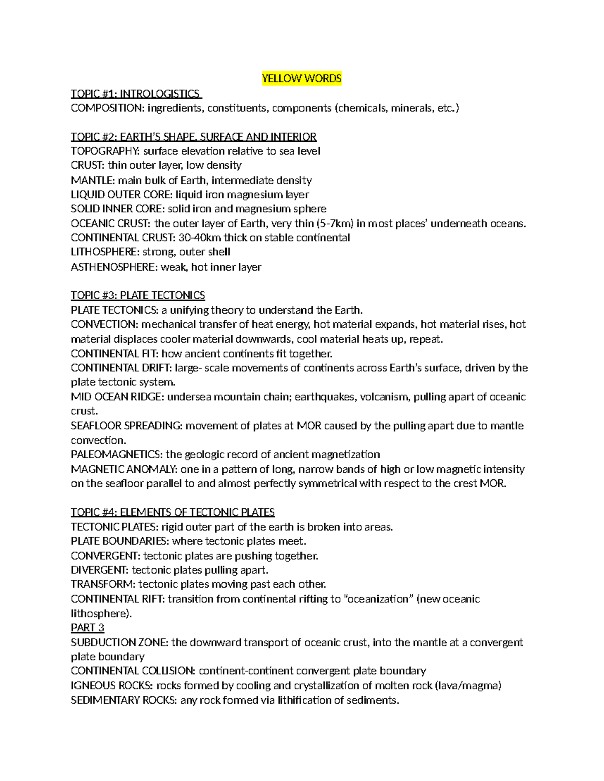 Yellow Words Na Yellow Words Topic 1 Intrologistics Composition 7871