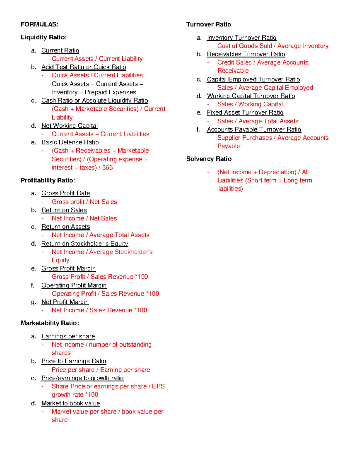 Fin-Ratios-Formulas - FINMAN - FORMULAS: Liquidity Ratio: a. Current Ratio - Current Assets ...