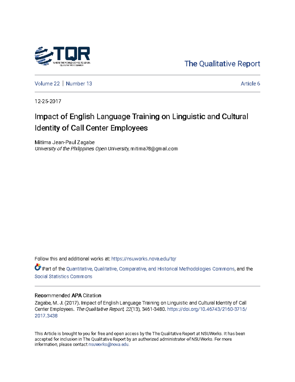 Impact of English Language Training on Linguistic and Cultural Id - The ...