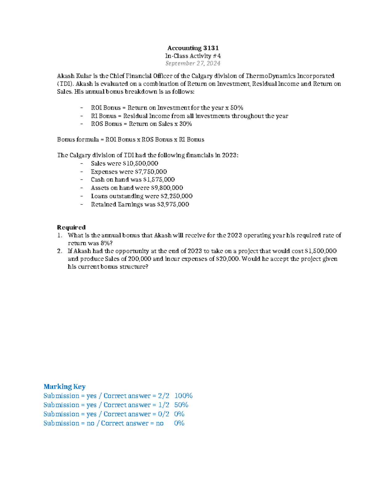 ICA #4 - Question - In-class assignment - Accounting 3131 In-Class ...