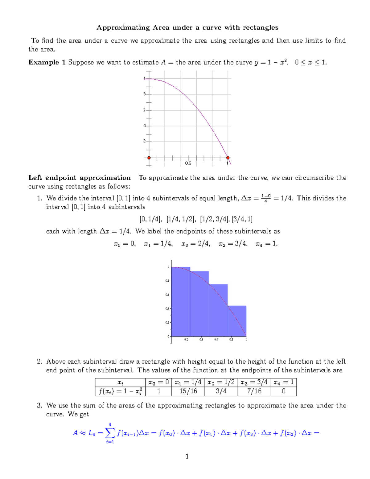 24. Areas and Distances - Approximating Area under a curve with ...