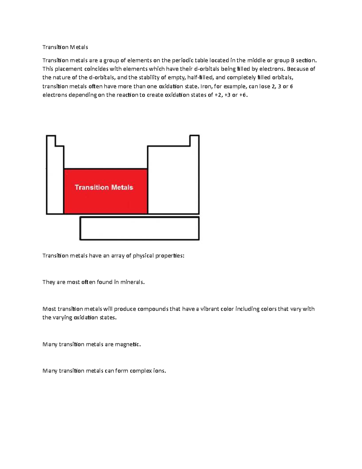 Transition Metals - Lecture notes 20 - Transition MetalsTransition ...