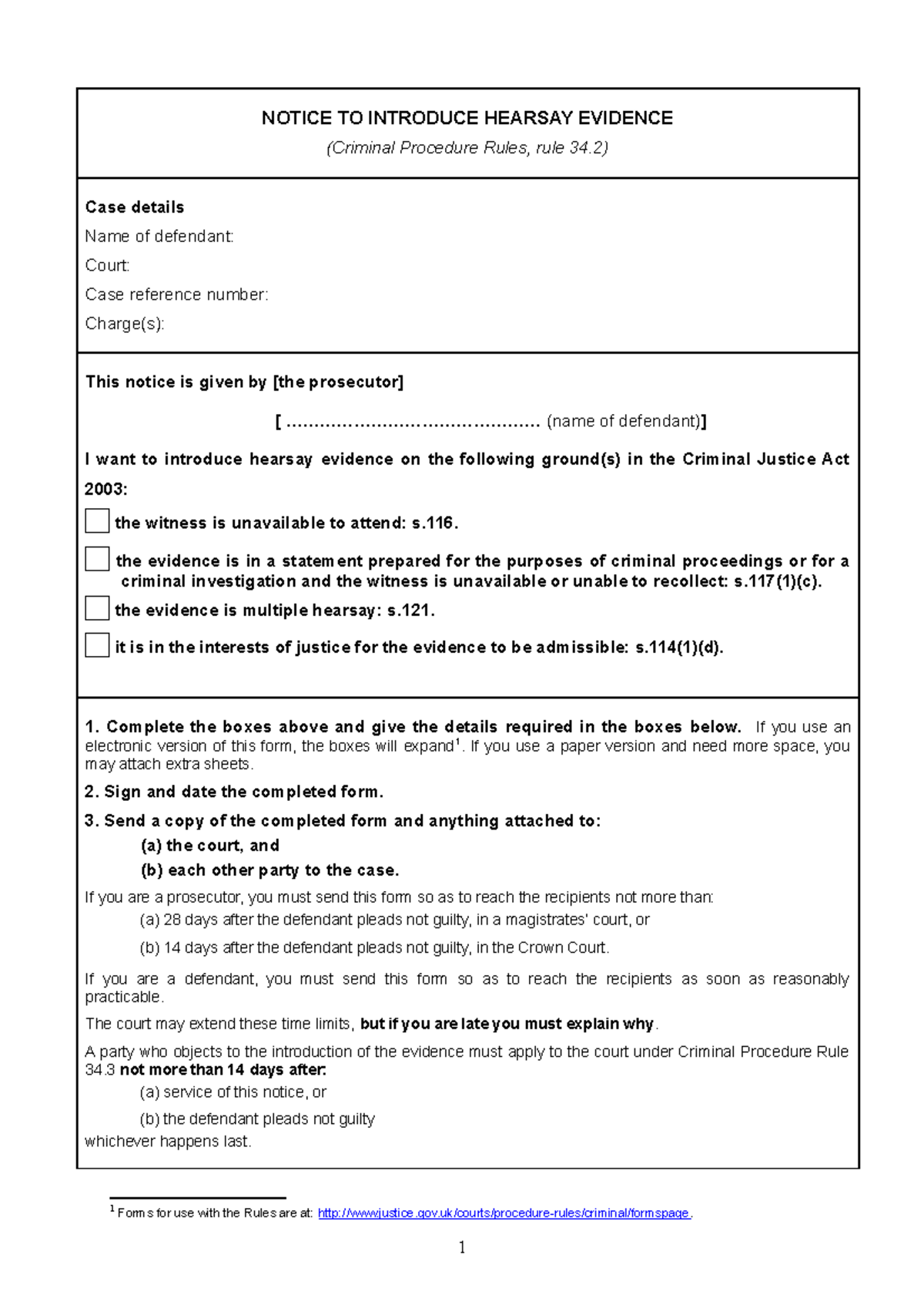 Application for Notice to Introduce Hearsay - NOTICE TO INTRODUCE ...