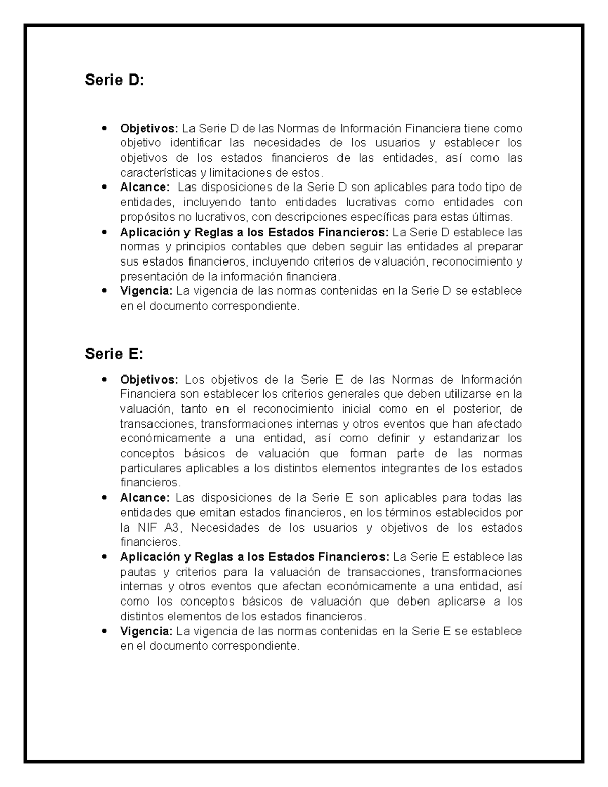 Serie D y E - Teoria - Serie D: Objetivos: La Serie D de las Normas de ...
