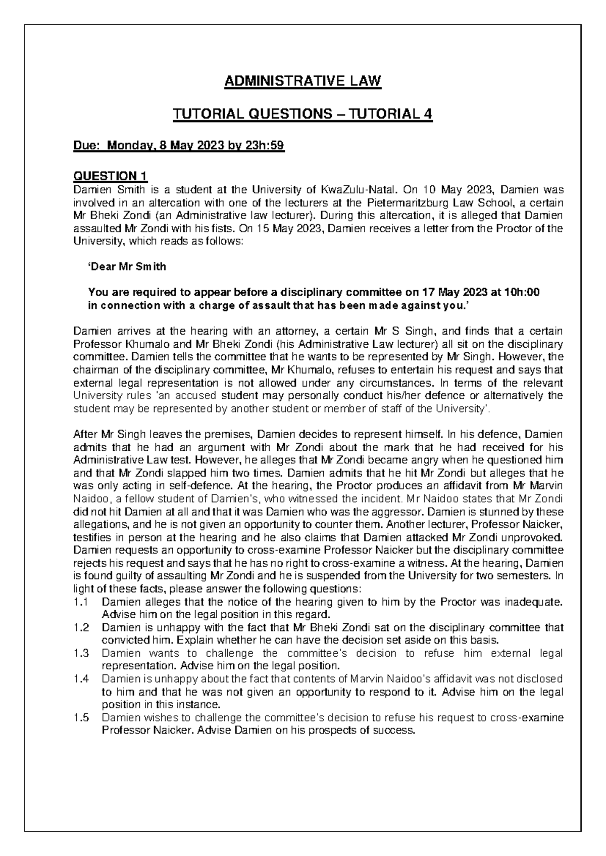 Tut 4 Admin Law - Questions that may be asked in an exam ...