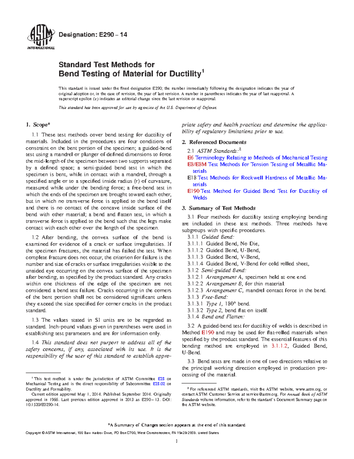 E290-14 - Other - Designation: E290− 14 Standard Test Methods for Bend ...