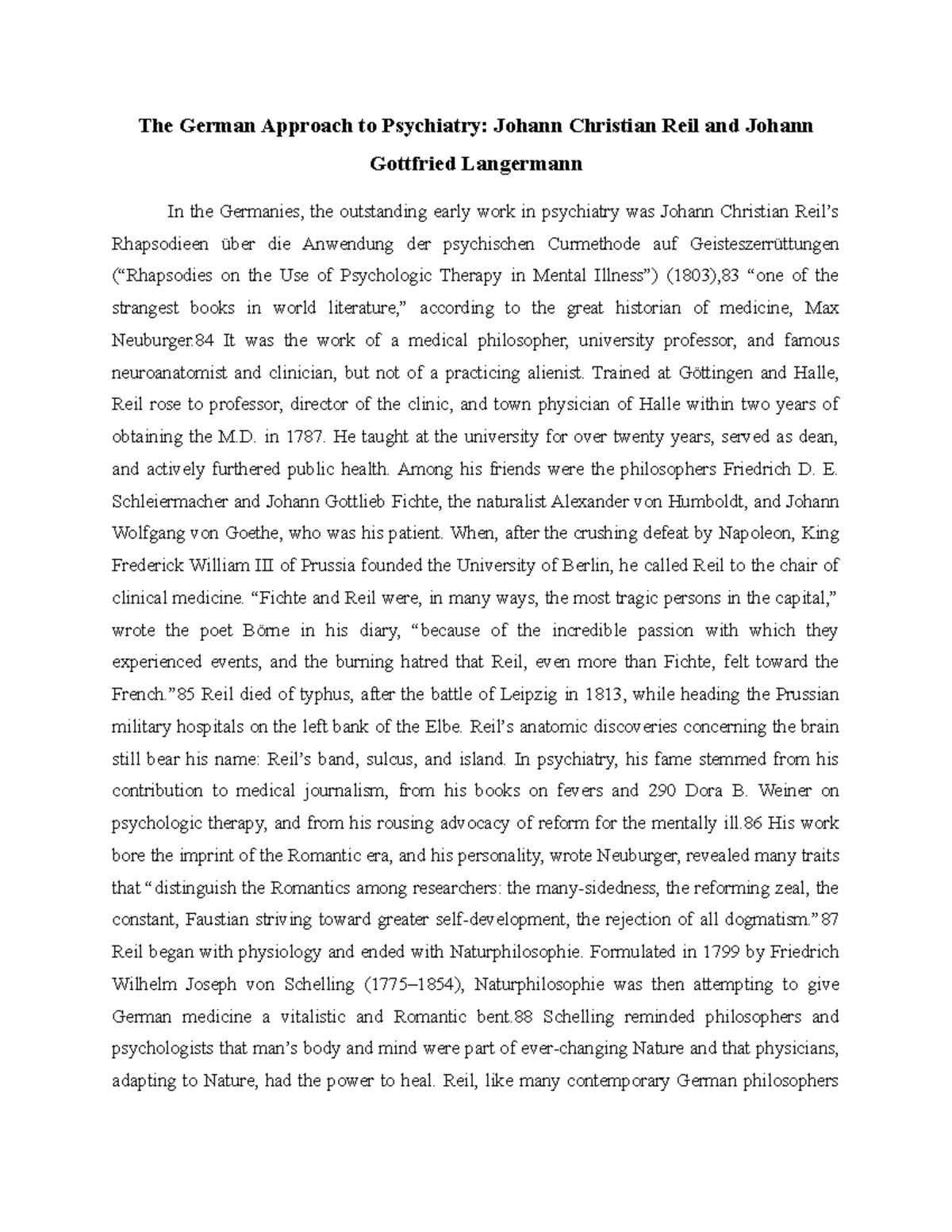 The German Approach to Psychiatry-Johann Christian Reil and Johann ...