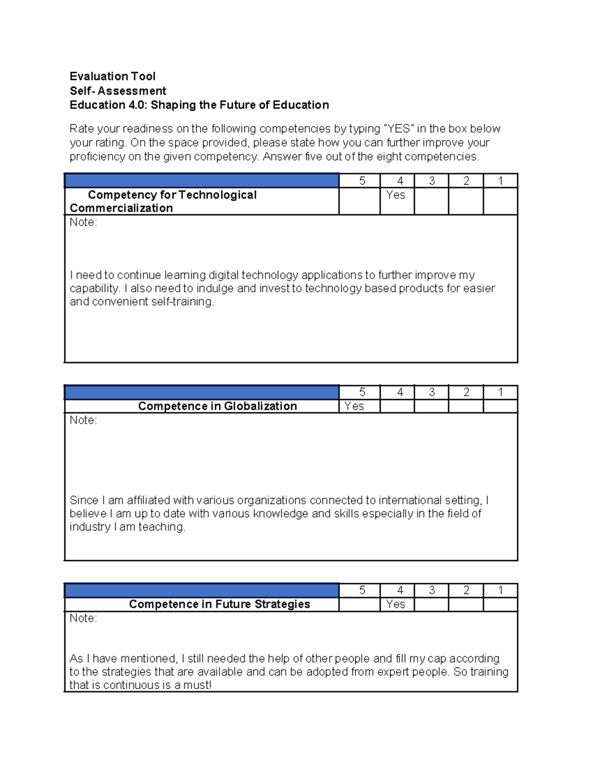 EVE Evaluation Tool 9-210322-203301 - Evaluation Tool Self- Assessment ...