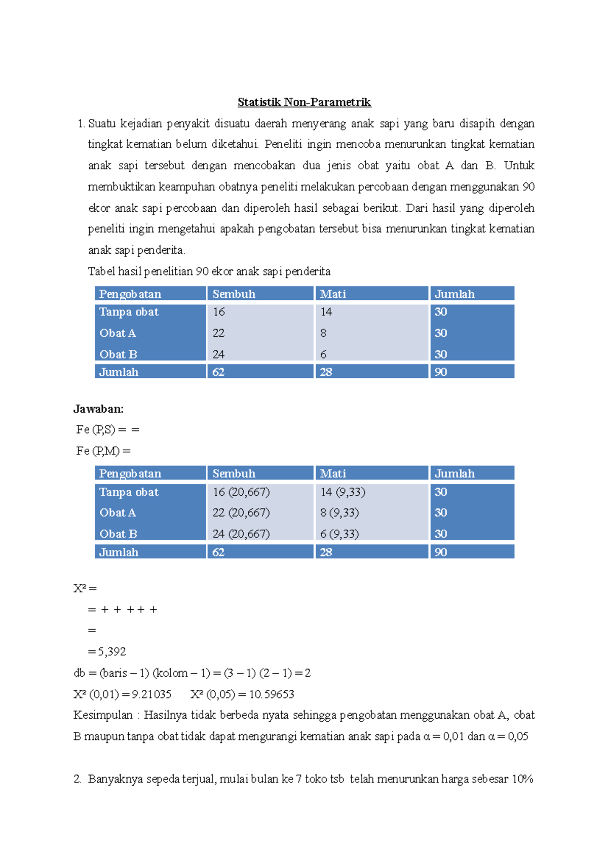 Statistik Non-Parametrik - Statistik Non-Parametrik Suatu kejadian ...
