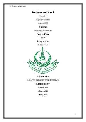 [Solved] Q 1 Education cannot be separated from philosophy Give ...