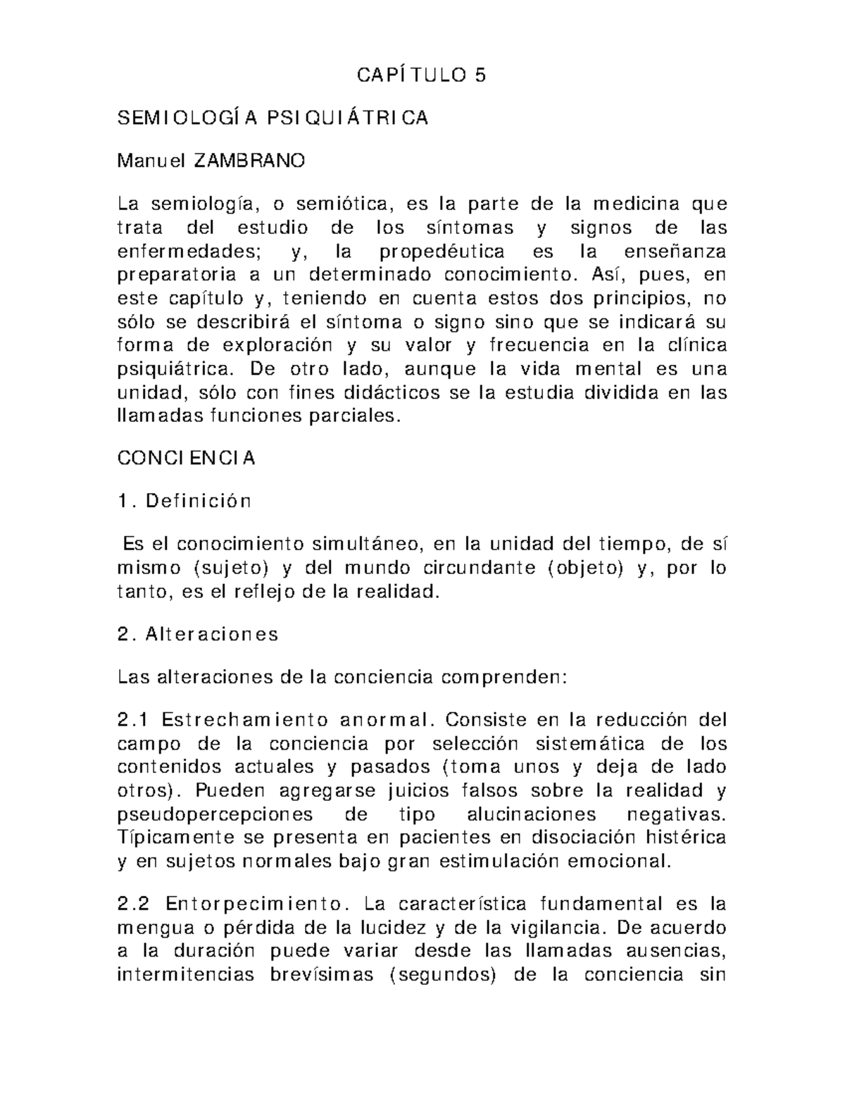 Rotondo - SemiologíA - CAPÍTULO 5 SEMIOLOGÍA PSIQUIÁTRICA Manuel ...