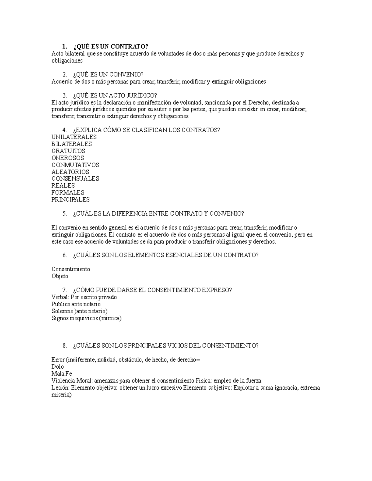 GUIA Contratos Civiles - 1.¿QUÉ ES UN CONTRATO? Acto bilateral que se ...