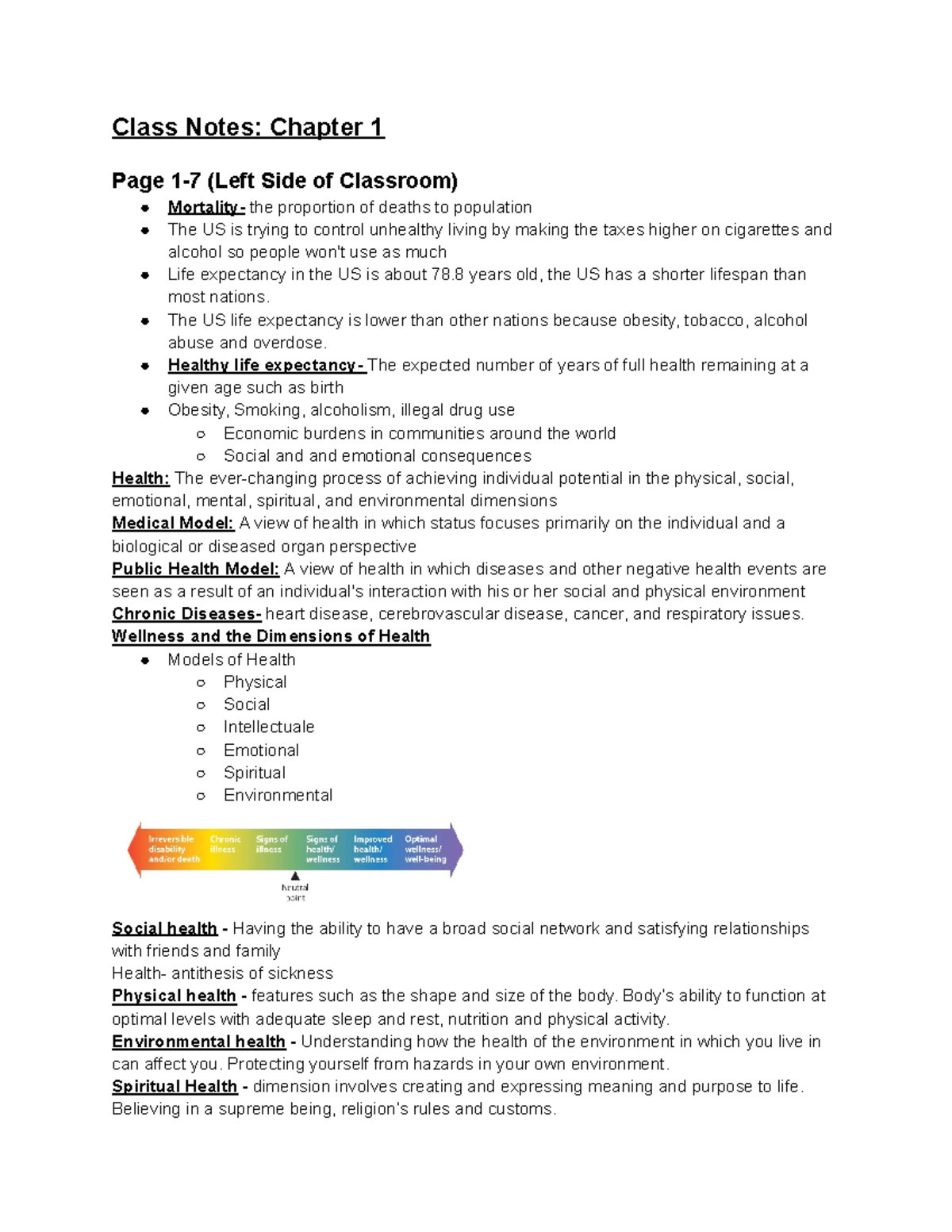 Class Notes Chapter 1 - The US life expectancy is lower than other ...