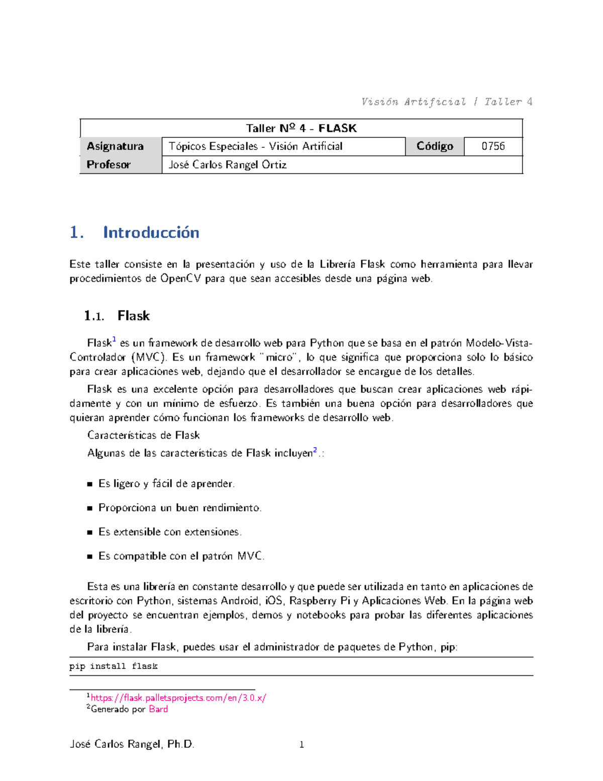 Taller 4 Flask - Taller Nº 4 - FLASK Asignatura T ́opicos Especiales - Visi ́on Artificial C ...