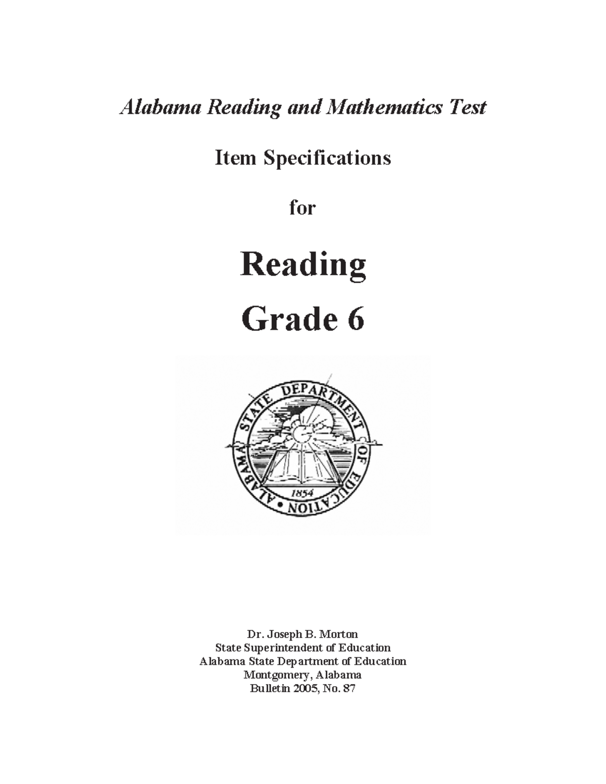 Reading Gr6 - Alabama Reading and Mathematics Test Item Specifications ...