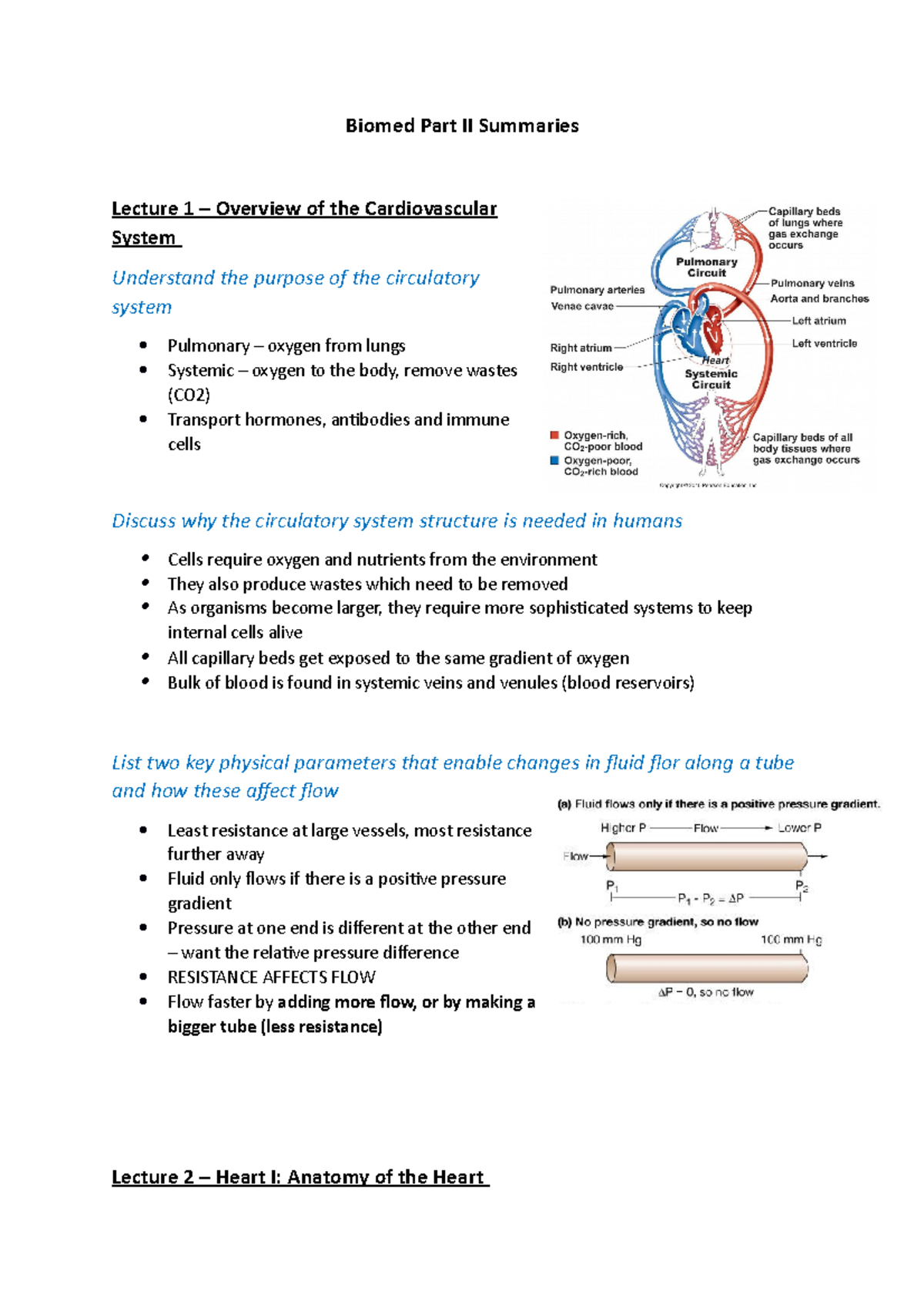 Biomed Part II - Summaries based on learning objectives - Biomed Part ...