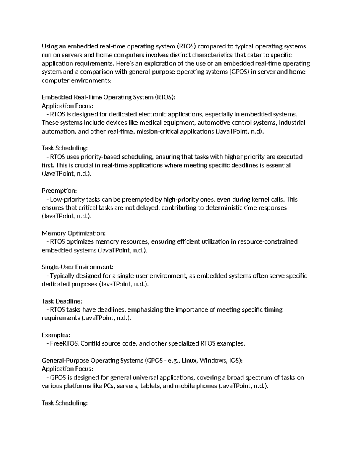 Learning Journal Unit 1 - Using an embedded real-time operating system ...