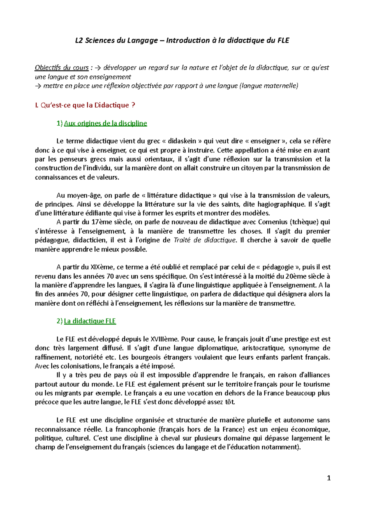 Didactique FLE CM - L2 Sciences du Langage Introduction la didactique ...