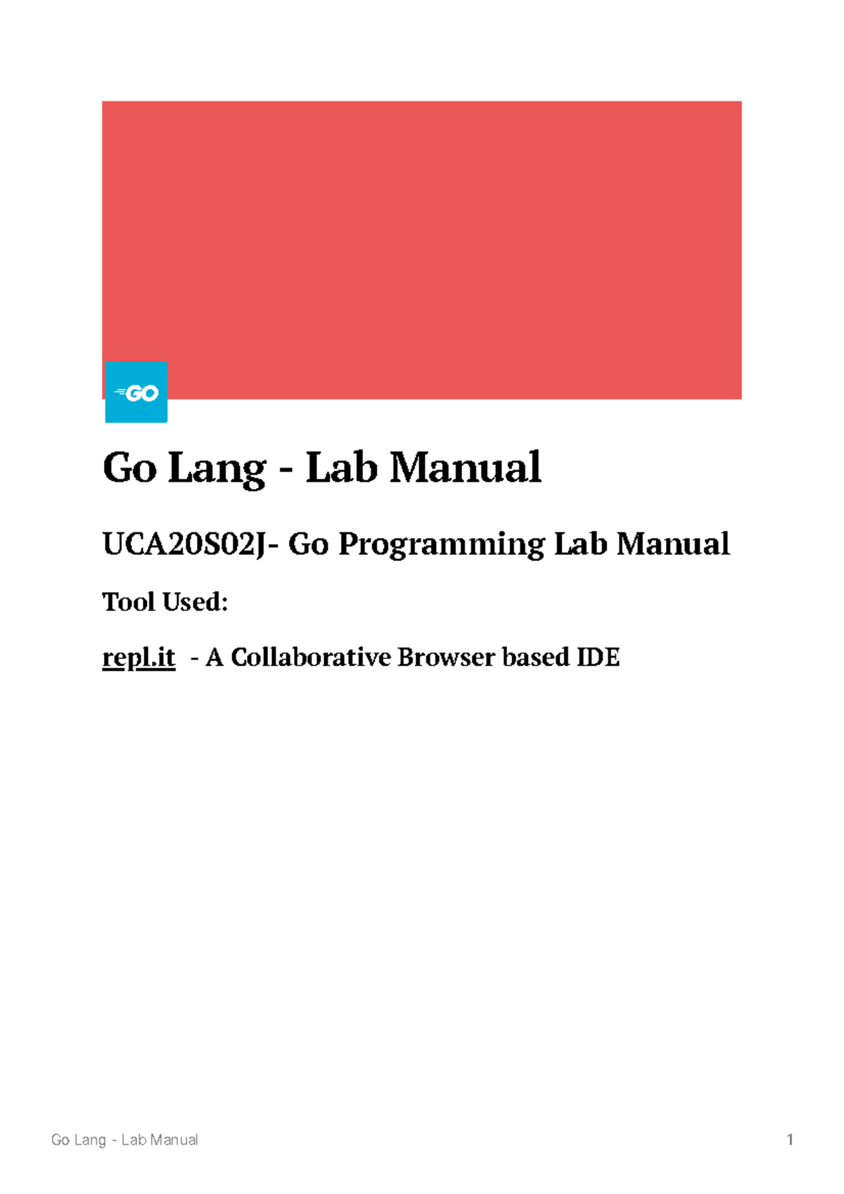 UCA20S02J-Go Lab Manual - Go Lang - Lab Manual 1 Go Lang - Lab Manual ...