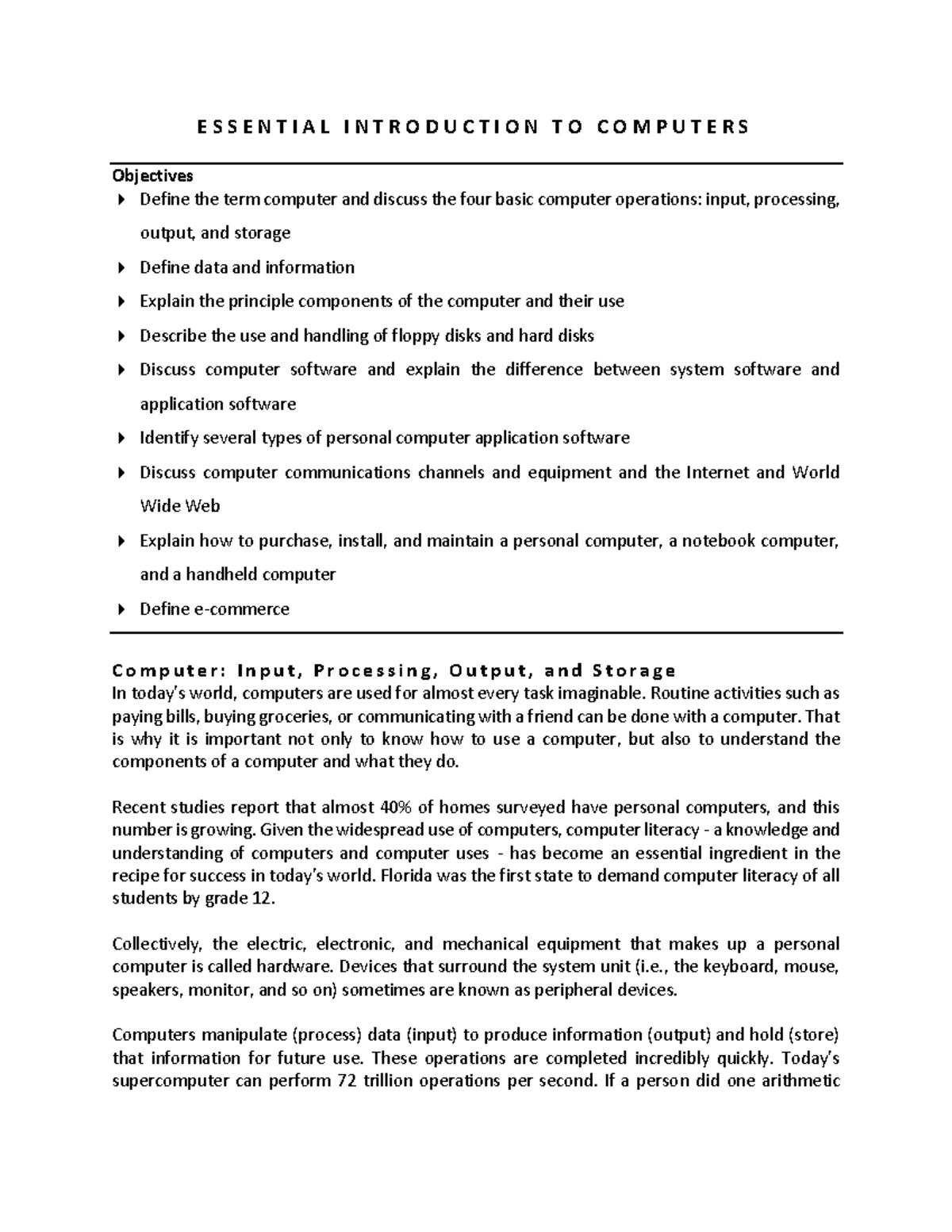 Computers-part1 - computer information systems (CIS131) - E S S E N T I A L I N T R O D U C T I ...