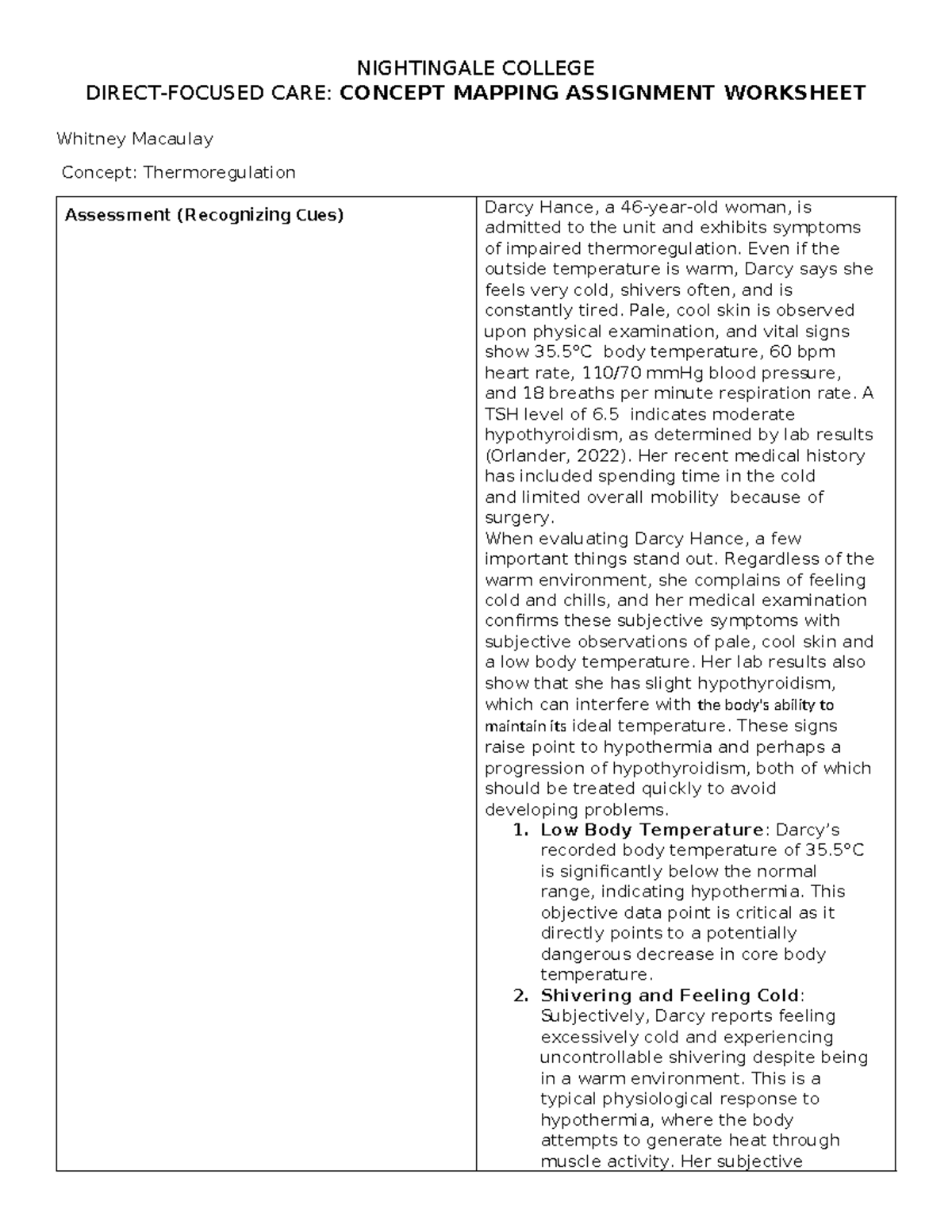 366 Concept Map 1 Whitney Macaulay - NIGHTINGALE COLLEGE DIRECT-FOCUSED ...