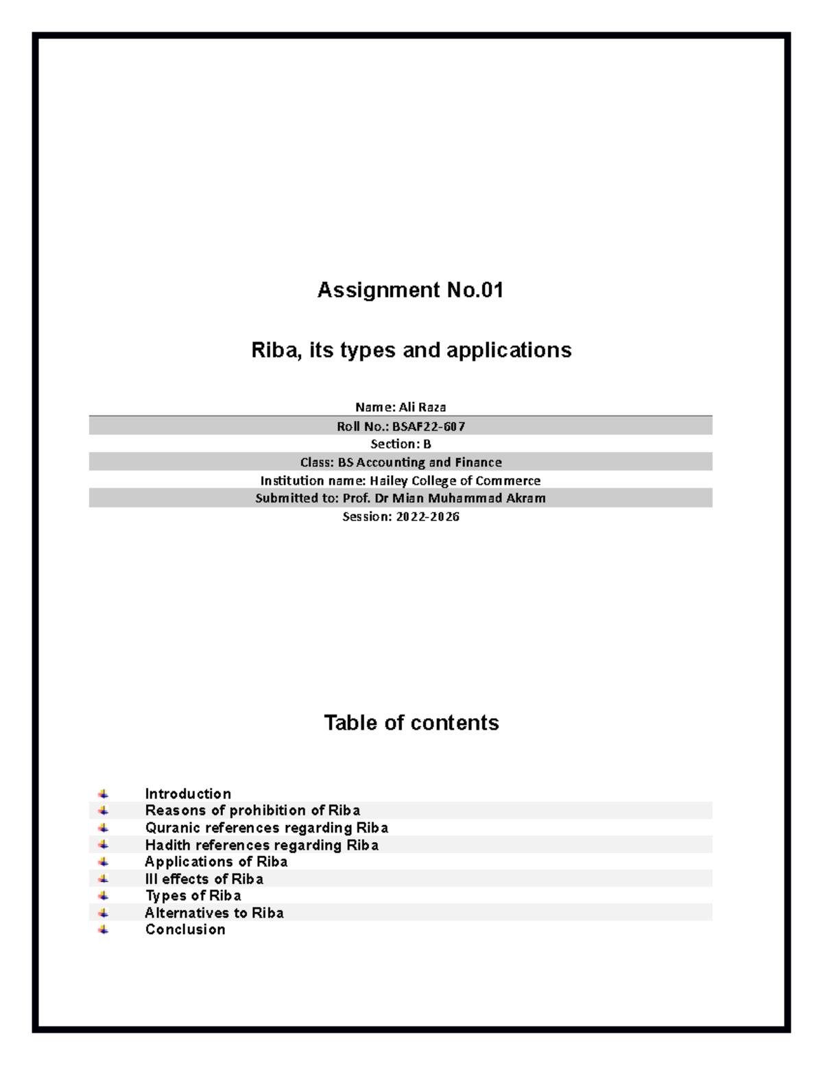 riba its types and applications - Assignment No. Riba, its types and ...