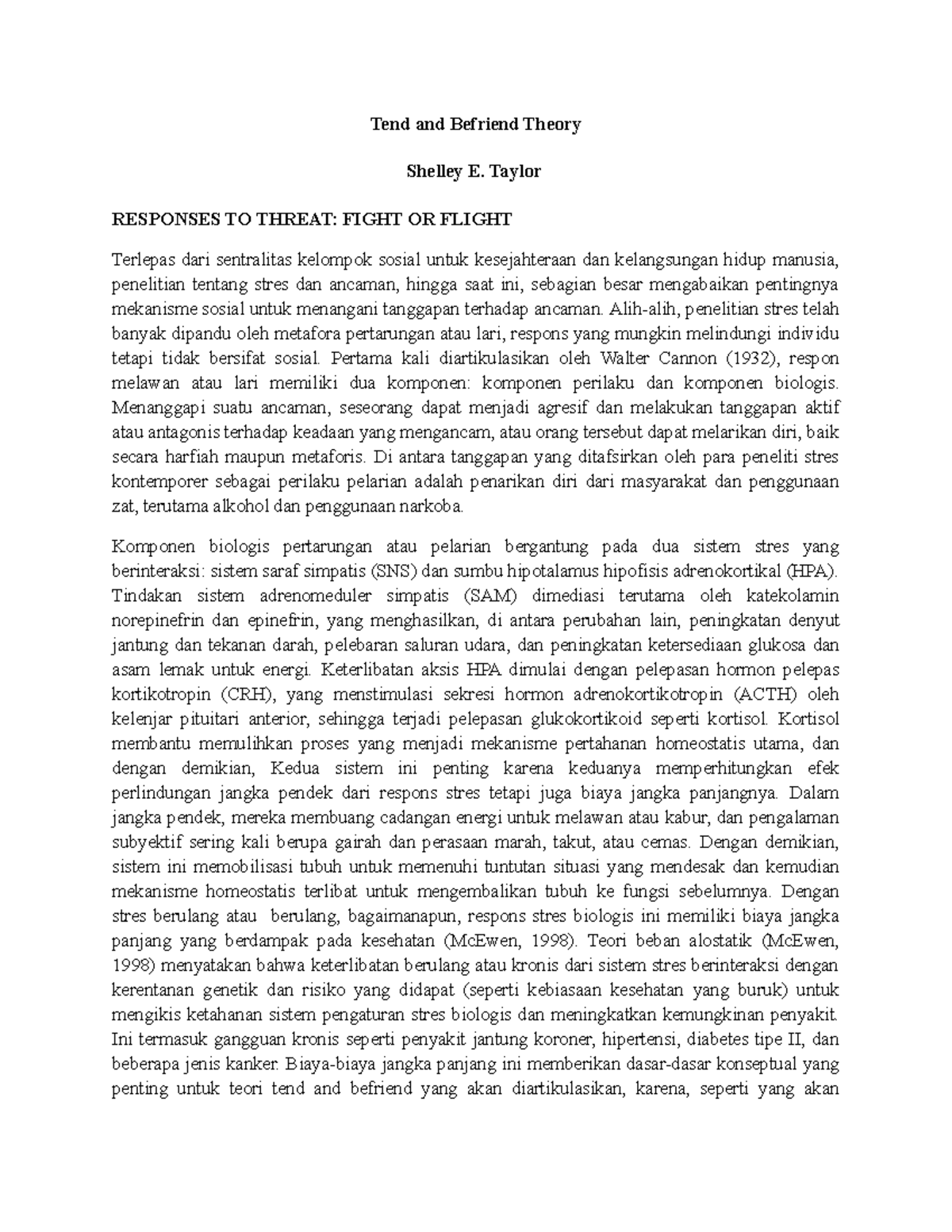 Psikologi sosial Tend and Befriend Theory - Tend and Befriend Theory ...