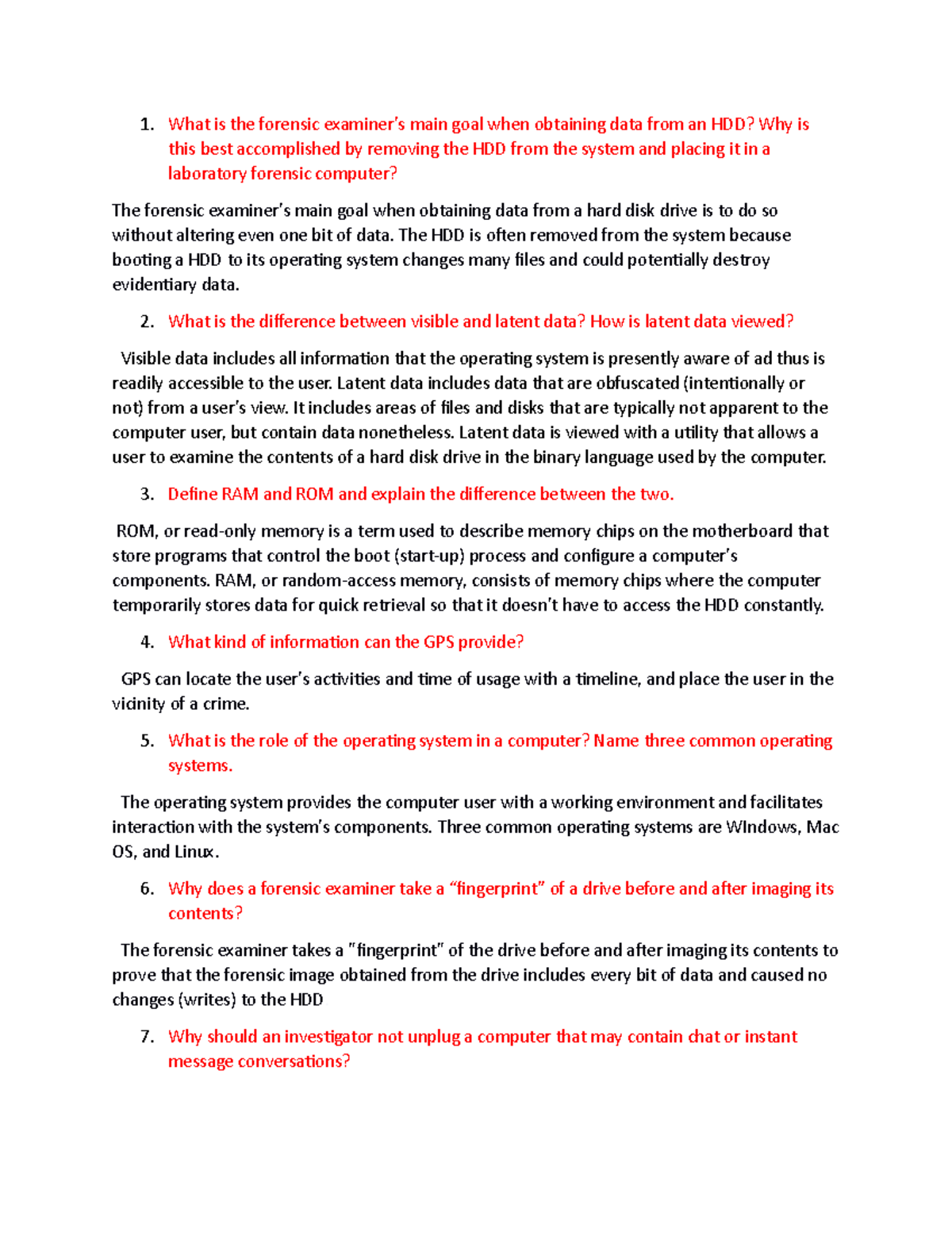 Document 15 - Copy - easy - What is the forensic examiner’s main goal ...