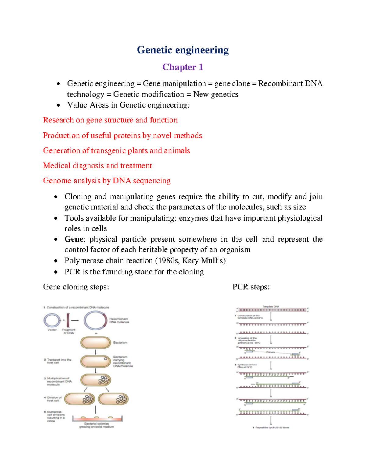Genetic engineering 1 - summary from Gene Cloning and manipulation ...